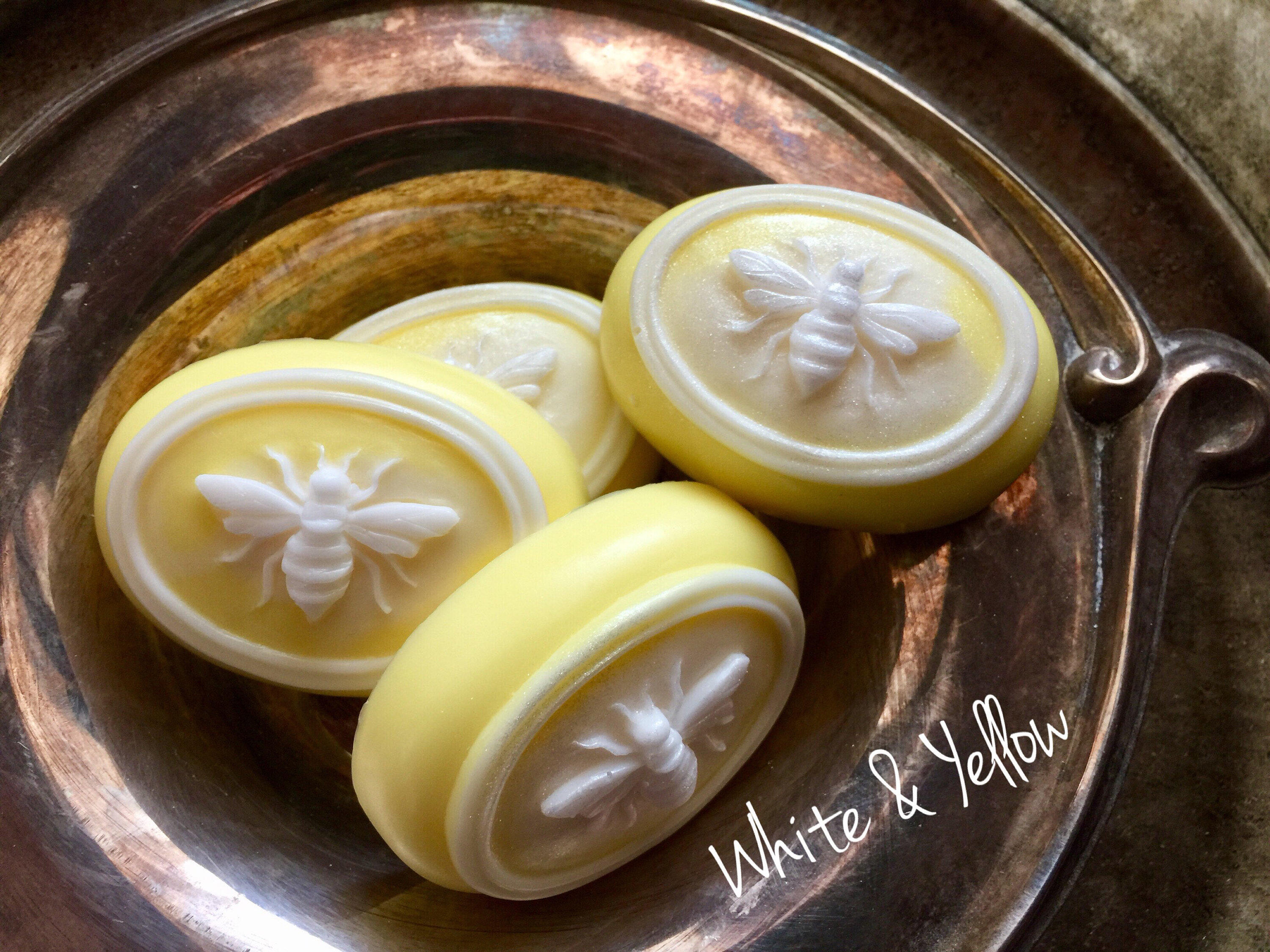 Bee Soaps, Set of 4, Mini Oval Honey Bee Soap, Mother's Day Soap