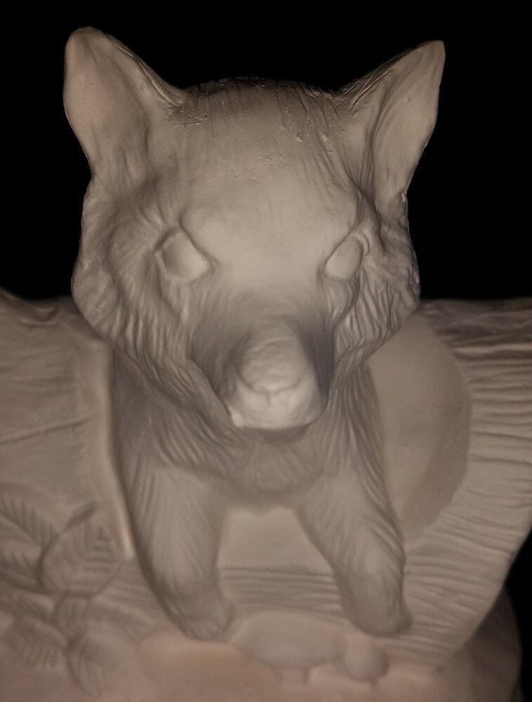 Products :: Unpainted Ceramic Bisque Foxes Playing Hide & Seek on a Log ...