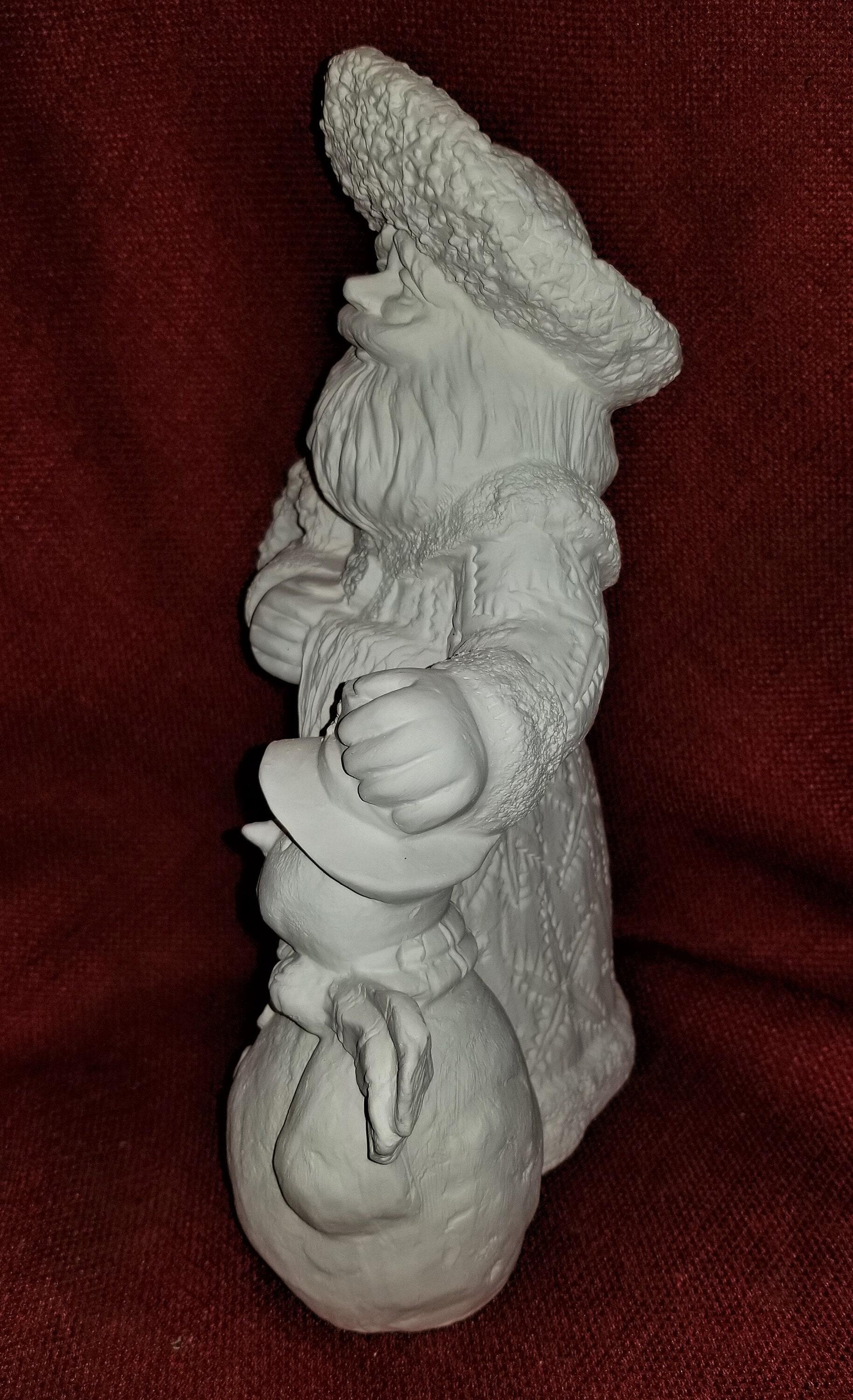 Products :: Unpainted Ceramic Renaissance Santa with Snowman at his ...