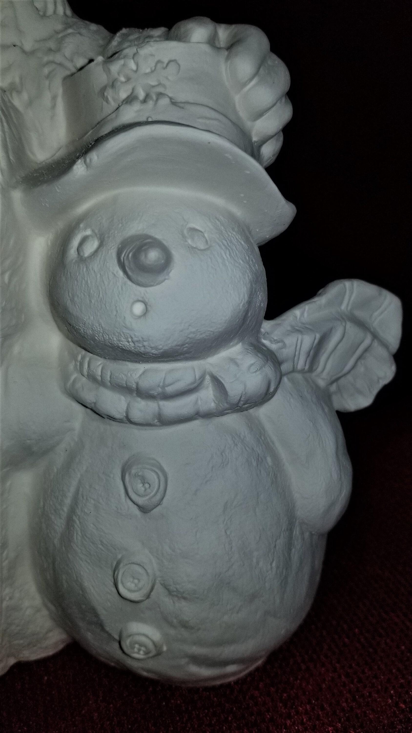 Products :: Unpainted Ceramic Renaissance Santa with Snowman at his ...