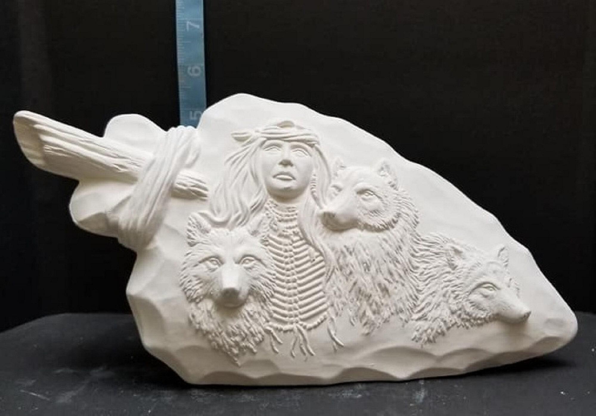 Products :: Unpainted Ceramic Bisque Native American Indian Brave with ...