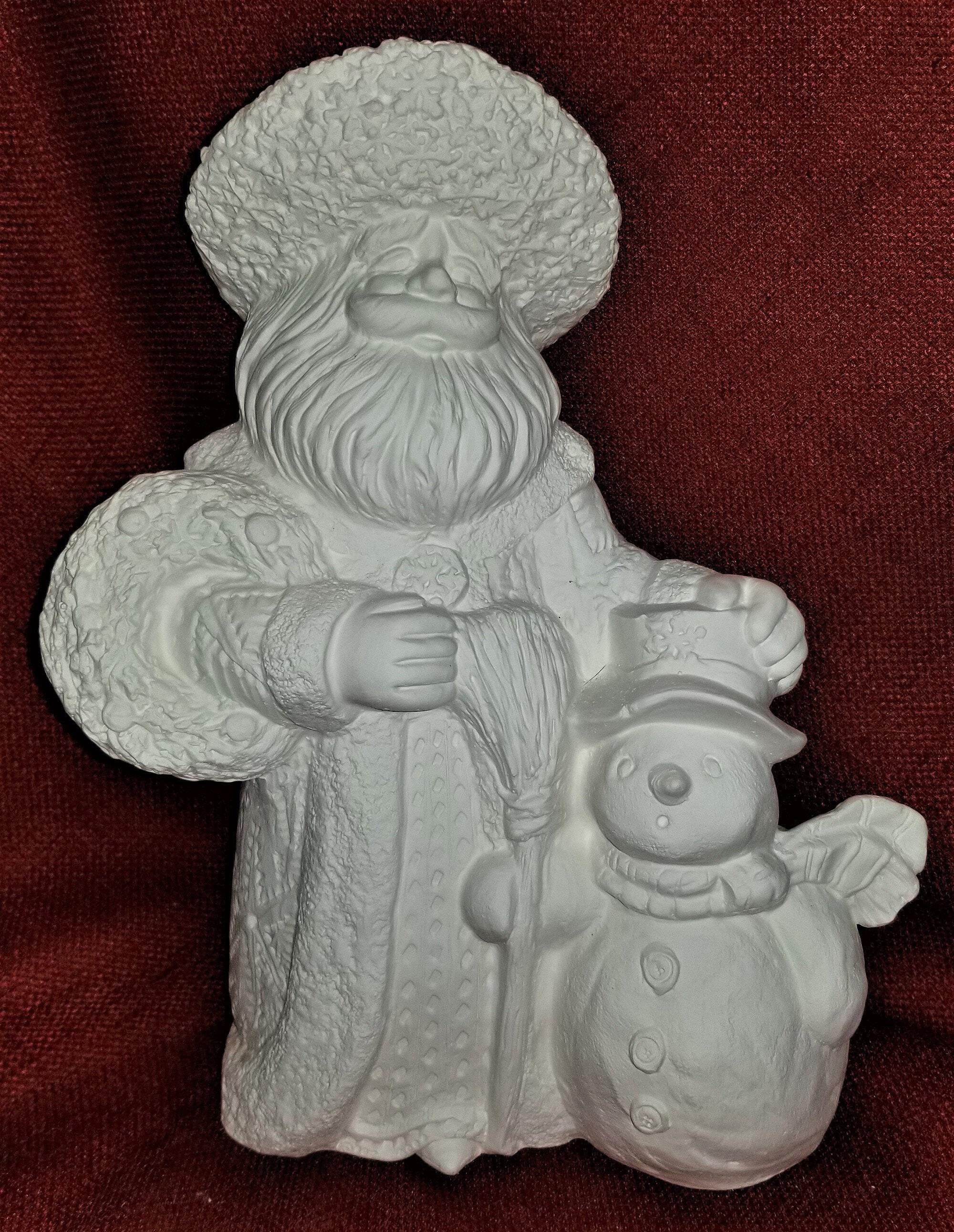 Products :: Unpainted Ceramic Renaissance Santa with Snowman at his ...