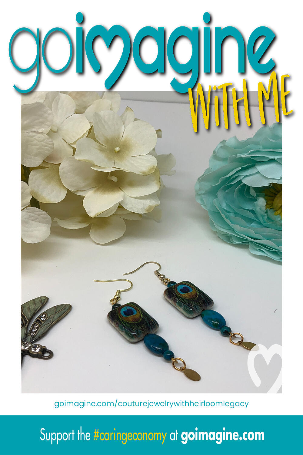 Handmade Rectangle Peacock Dangle Earrings
