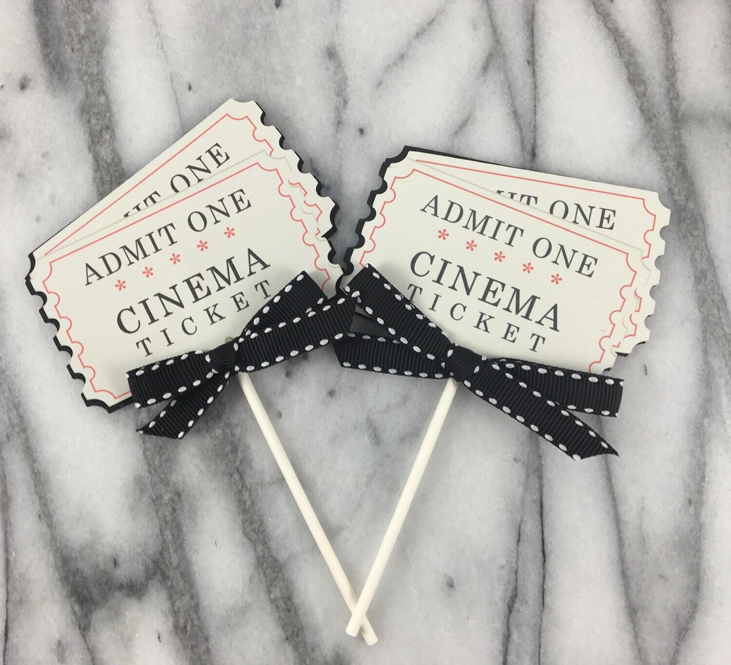 Products :: Cupcake Toppers, Movie Night Ticket Toppers set of 12 ...