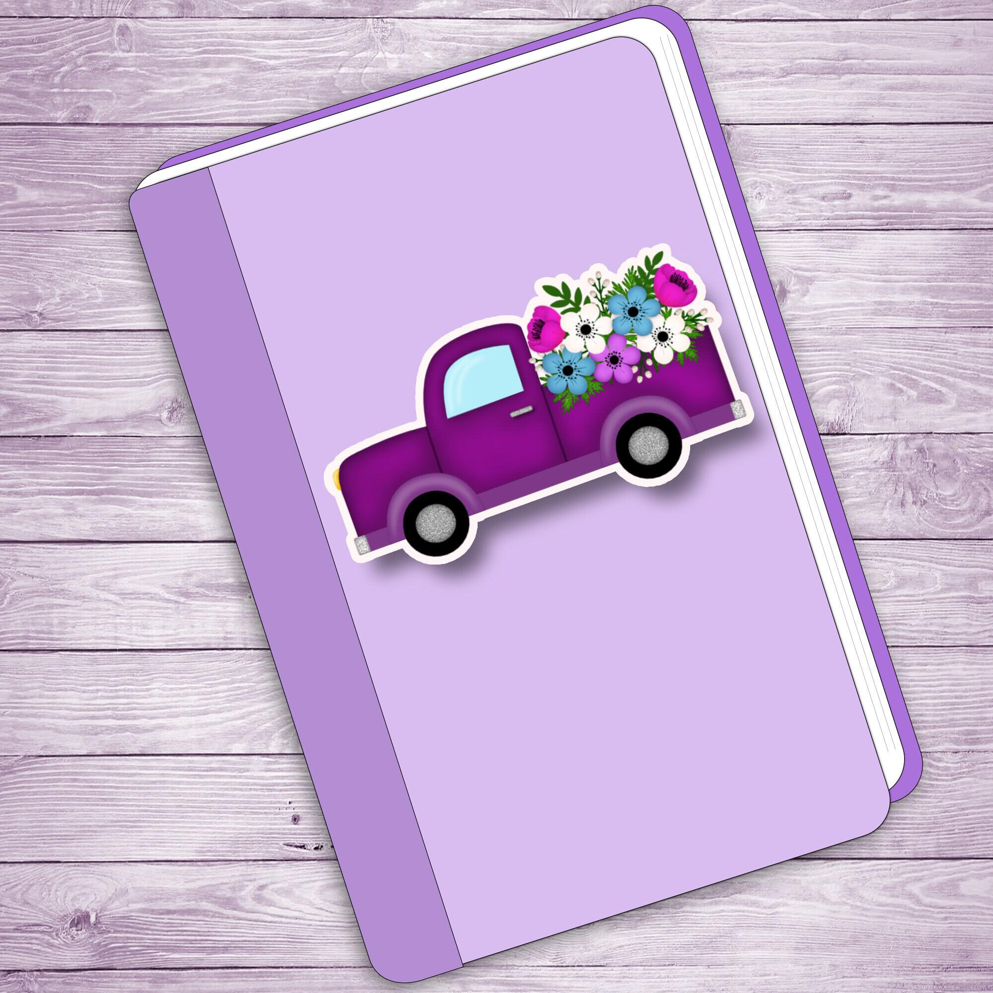 My Purple Door Designs - Sticker Purple Truck Pink Blue Flowers