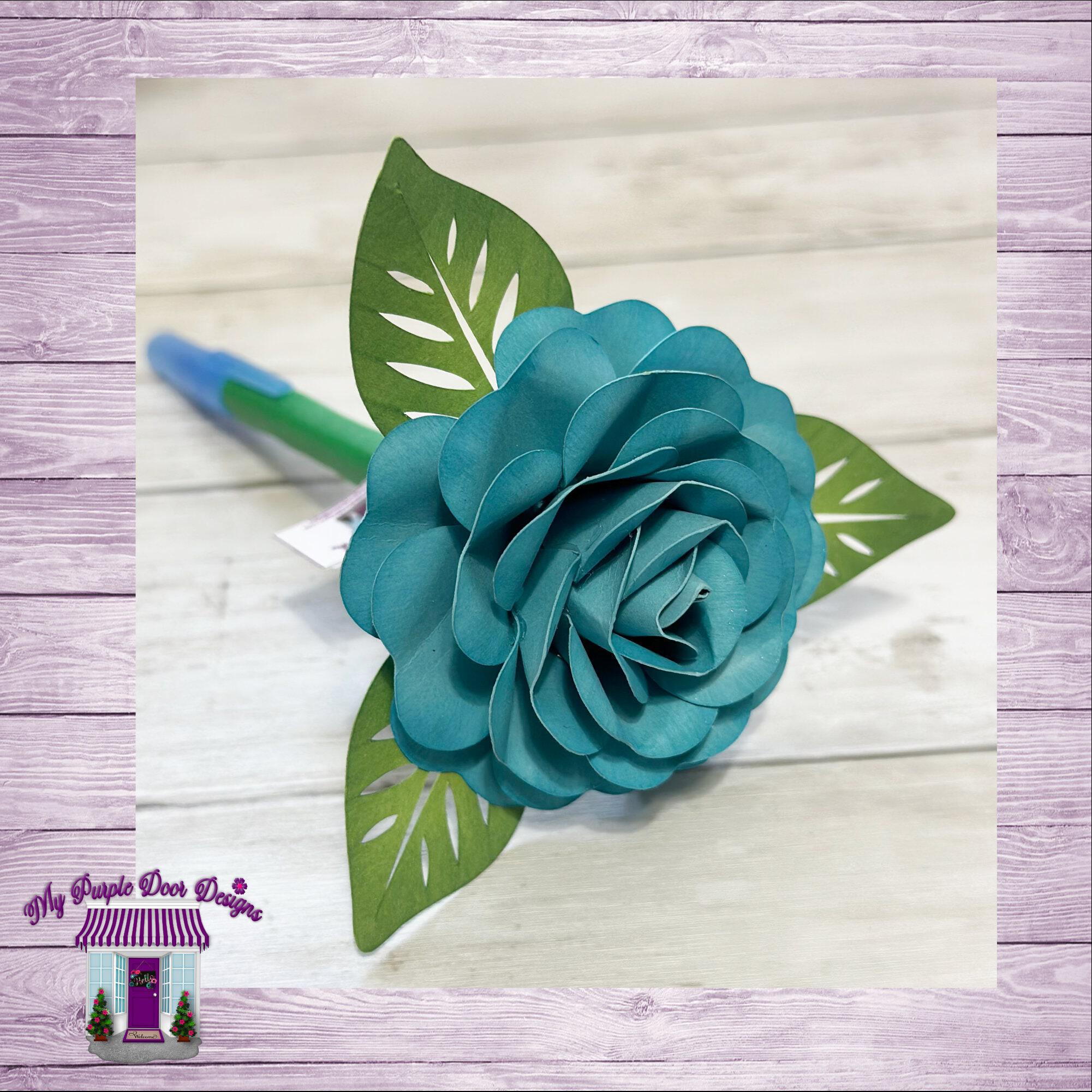 My Purple Door Designs - Teal Paper Flower Pen