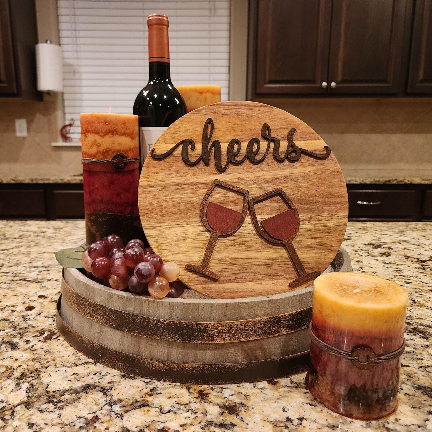 Products Cheers Wood Stained Sign perfect for a wine bar mantel or your kitchen decor also a great gift for the wine lover in your life