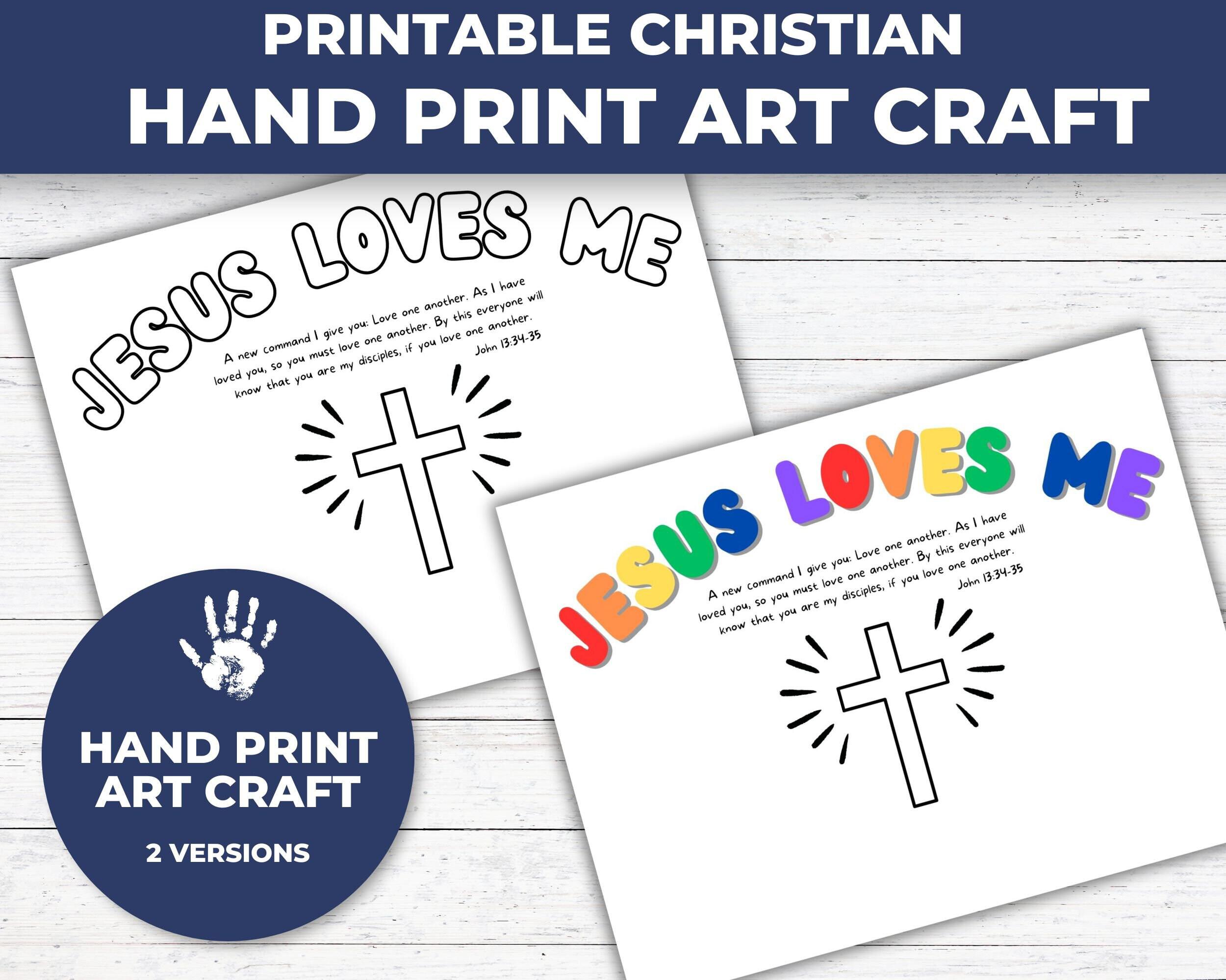 Handmade Supplies Papercraft Paper Craft Kits Jesus Loves Me Art Handprint Keepsake