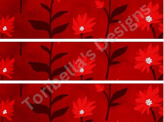 Products :: Red Flowers Themed Edible Cake Border Decorations 3 Strip ...