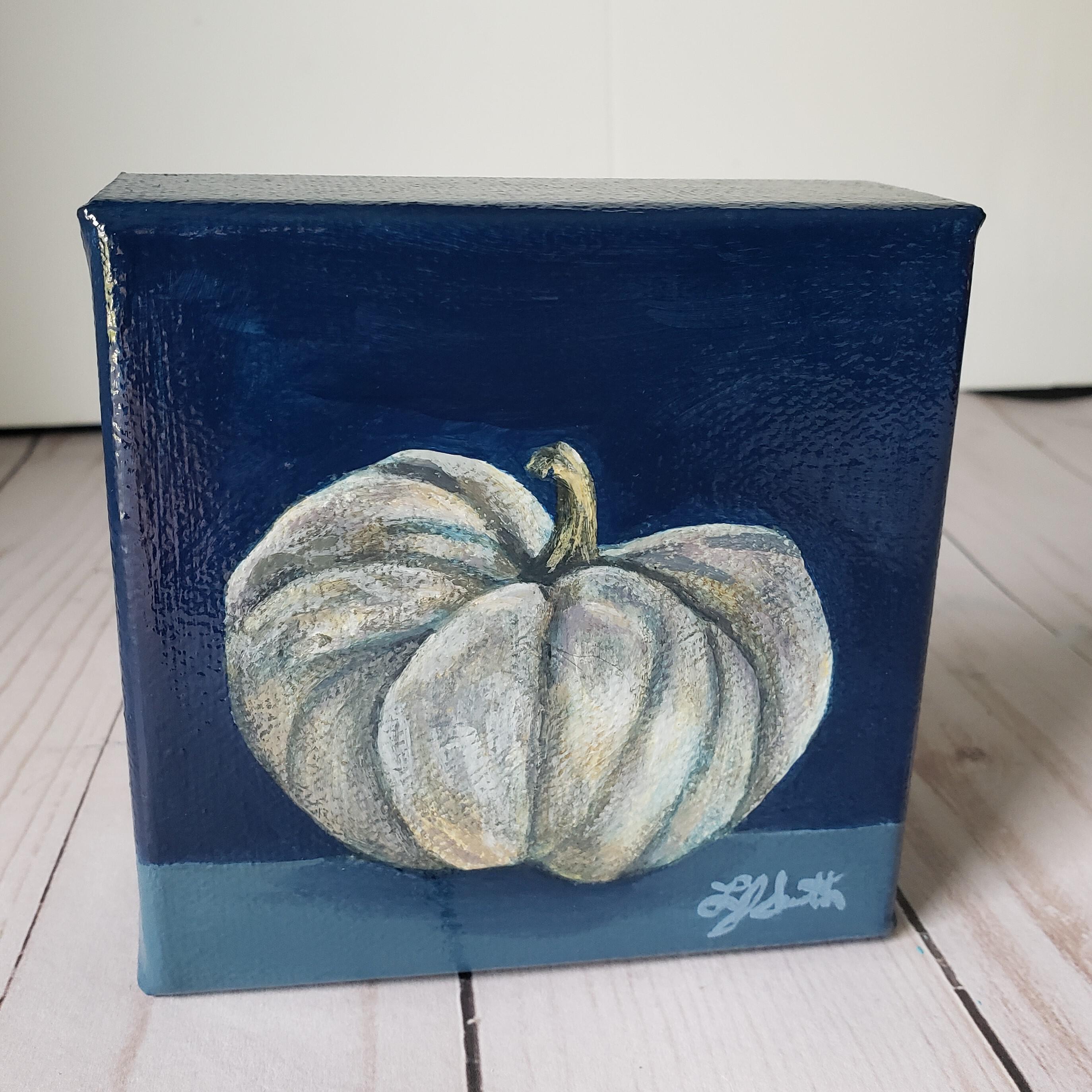 Picasso Blue Pumpkin by Laura Jaen Smith | 4x4 Original Acrylic ...