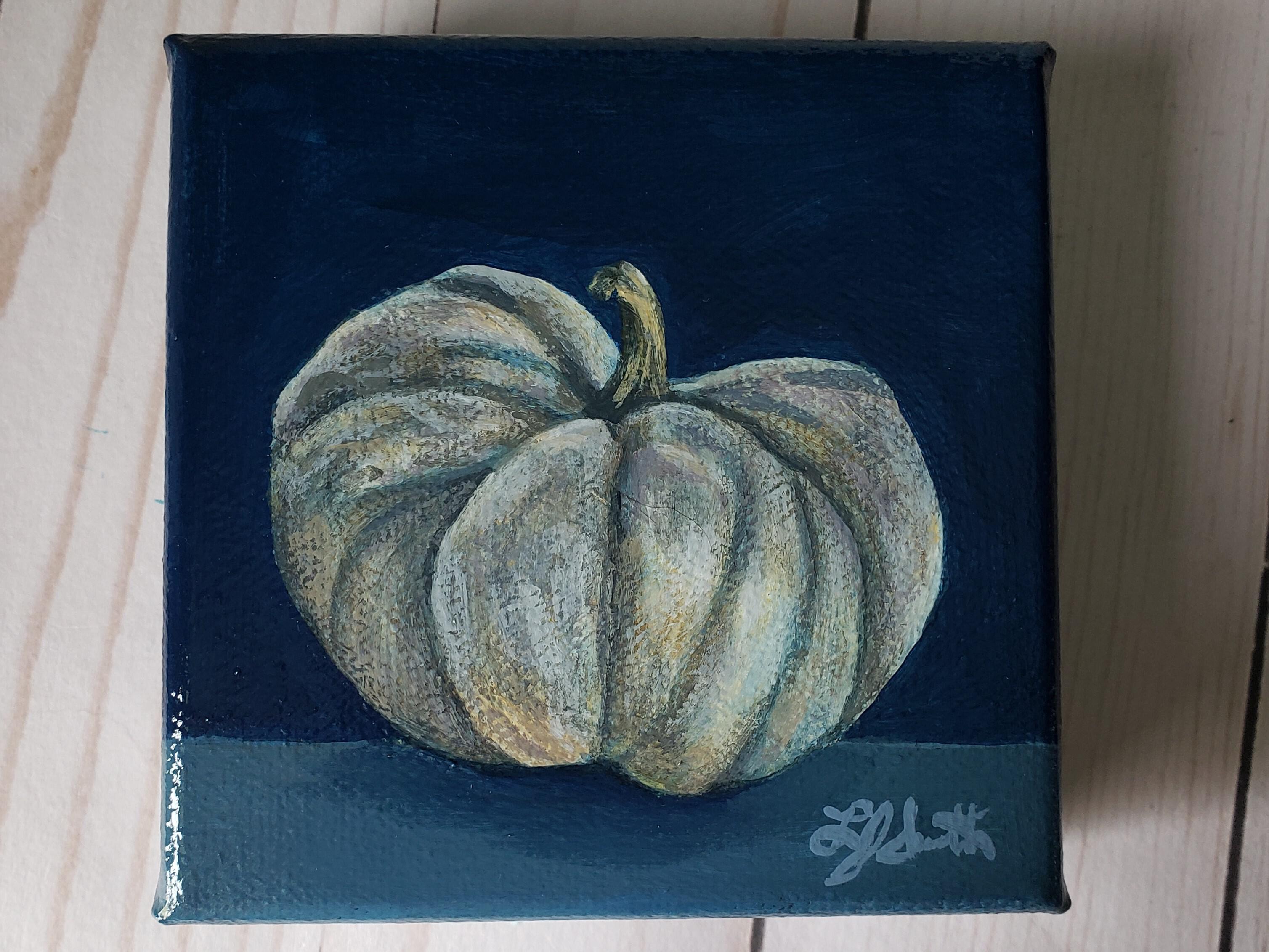 Picasso Blue Pumpkin by Laura Jaen Smith | 4x4 Original Acrylic ...