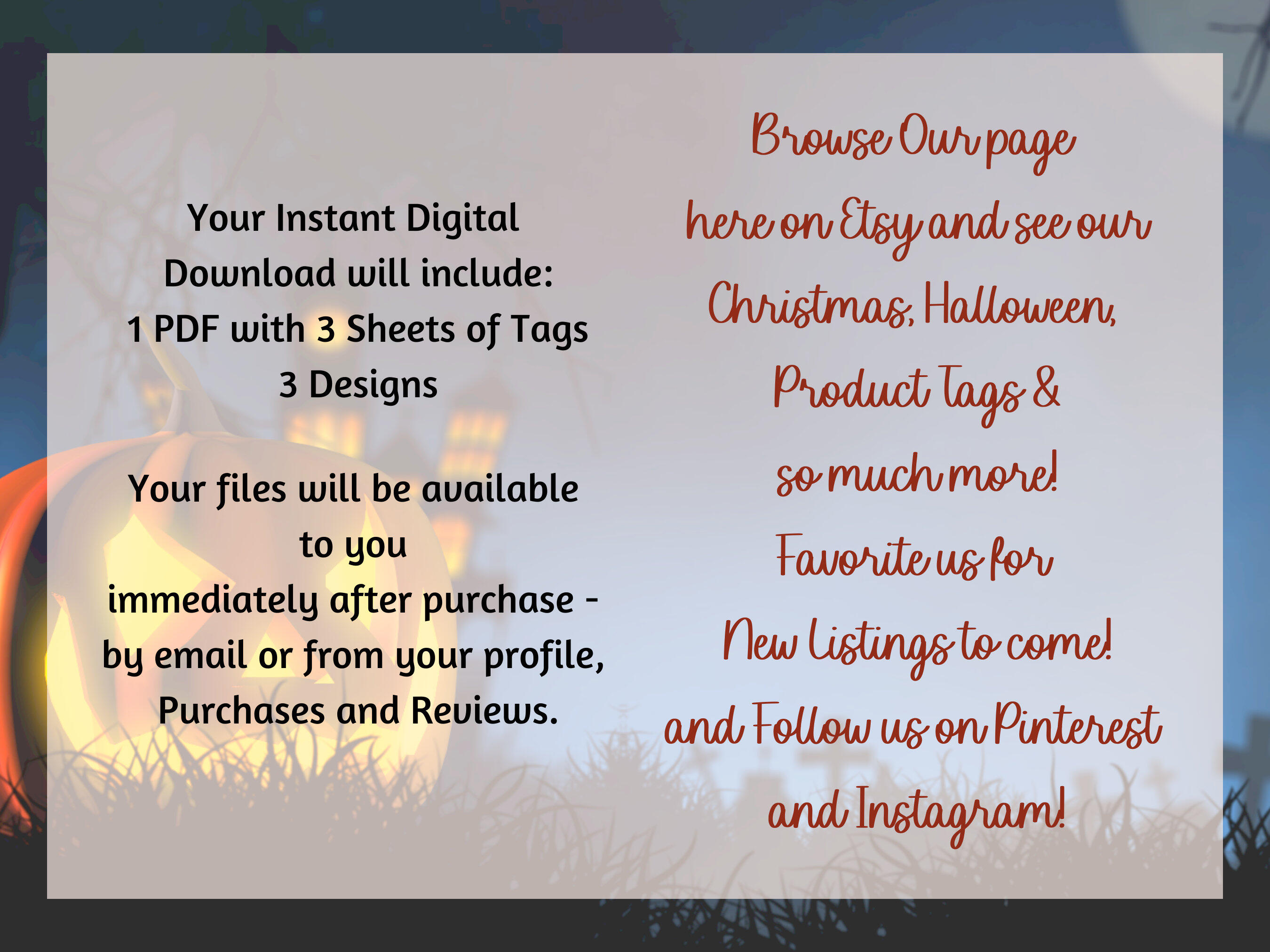 Halloween Party Favor Printable Gift Tags, Treat Bag Tag, Trick or ...