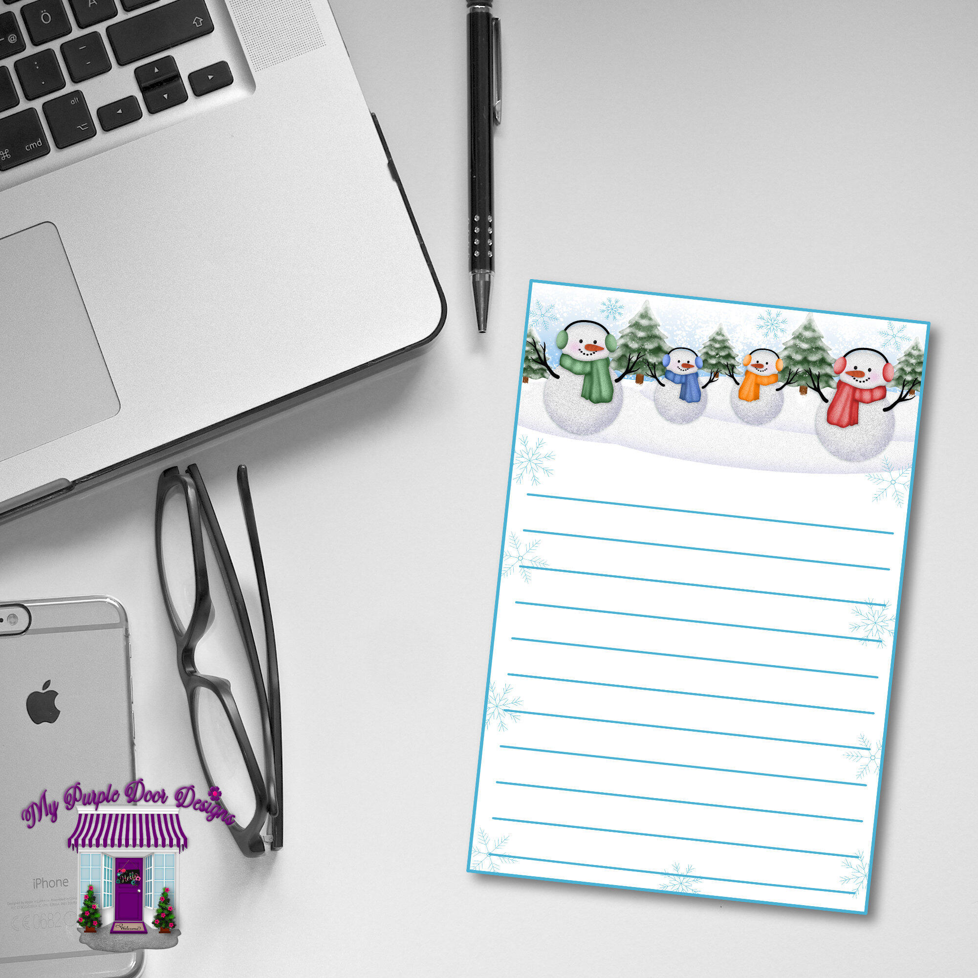 My Purple Door Designs - Notepad Snowmen Trees