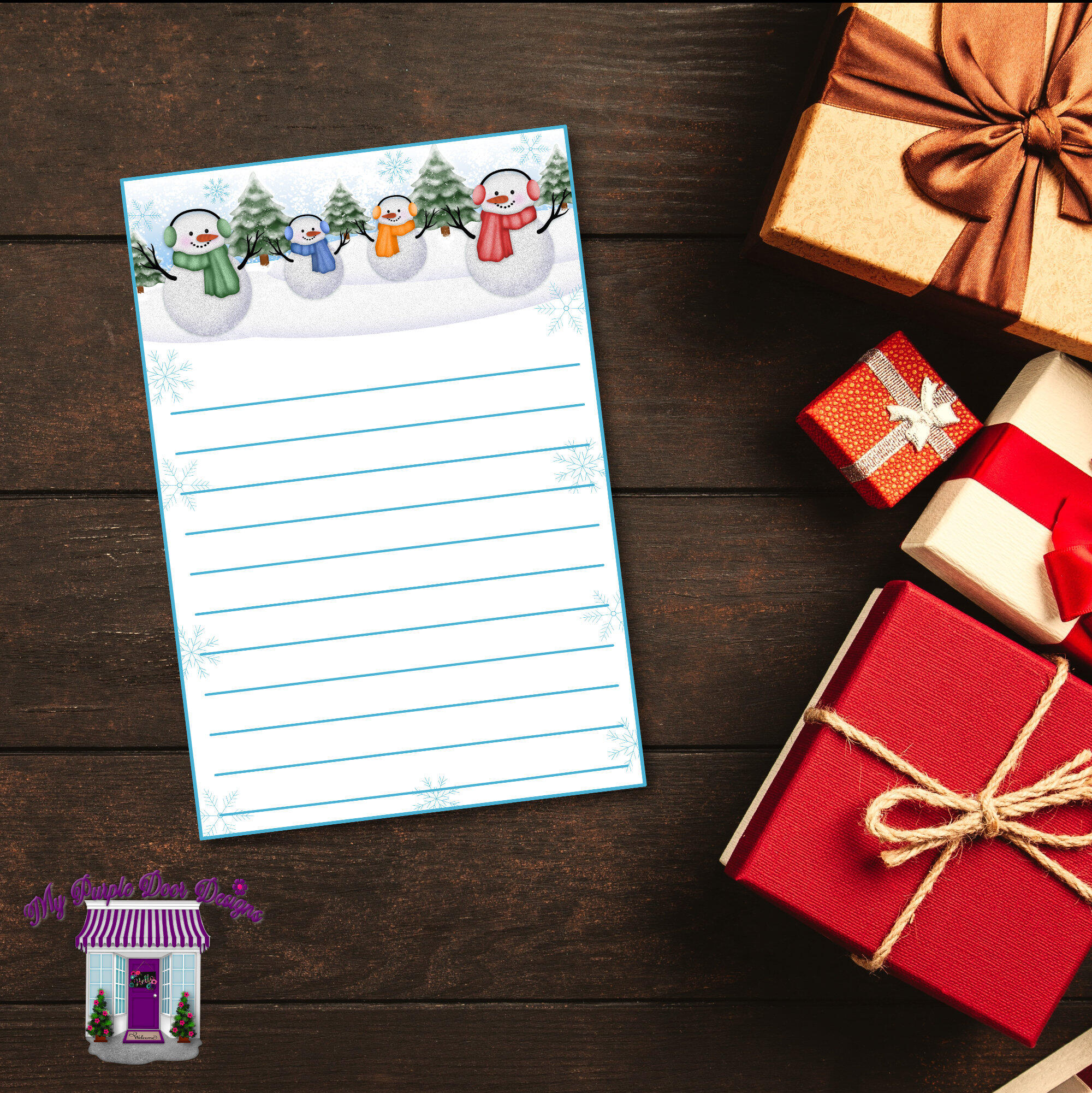 My Purple Door Designs - Notepad Snowmen Trees