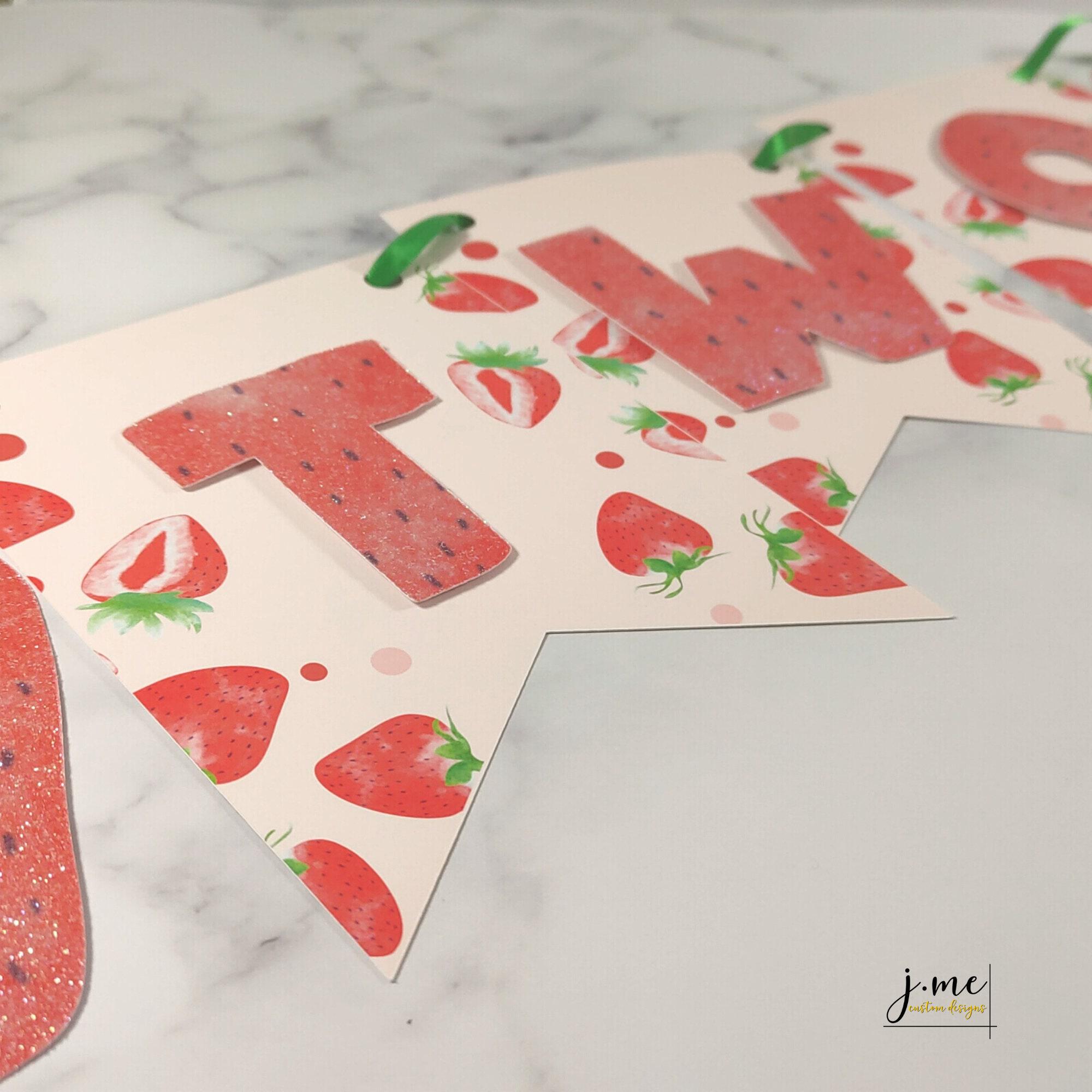 Products :: Birthday Banner Two Sweet Strawberry Pink Red Birthday ...