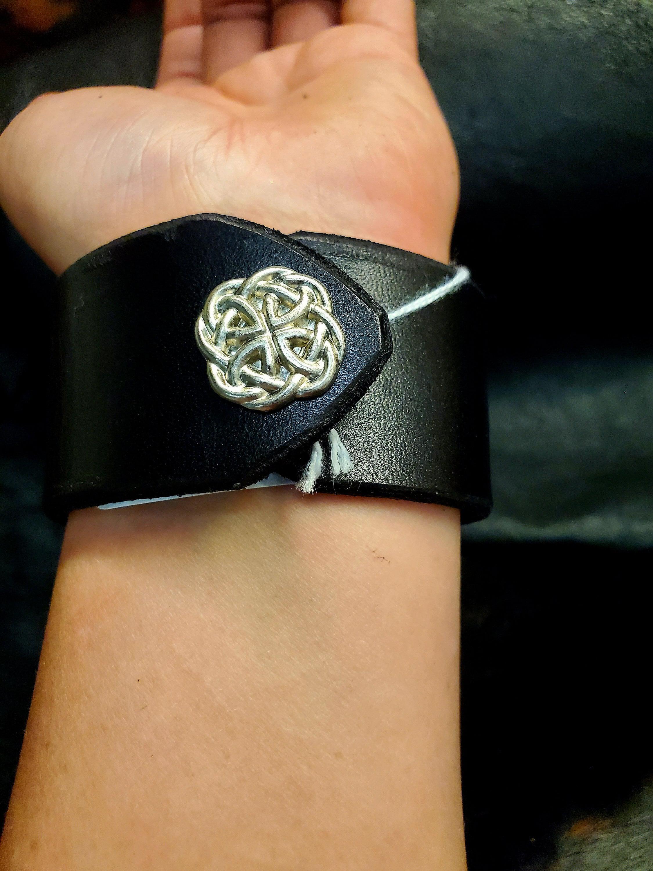 Products :: leather black celtic irish scottish viking concho cuff