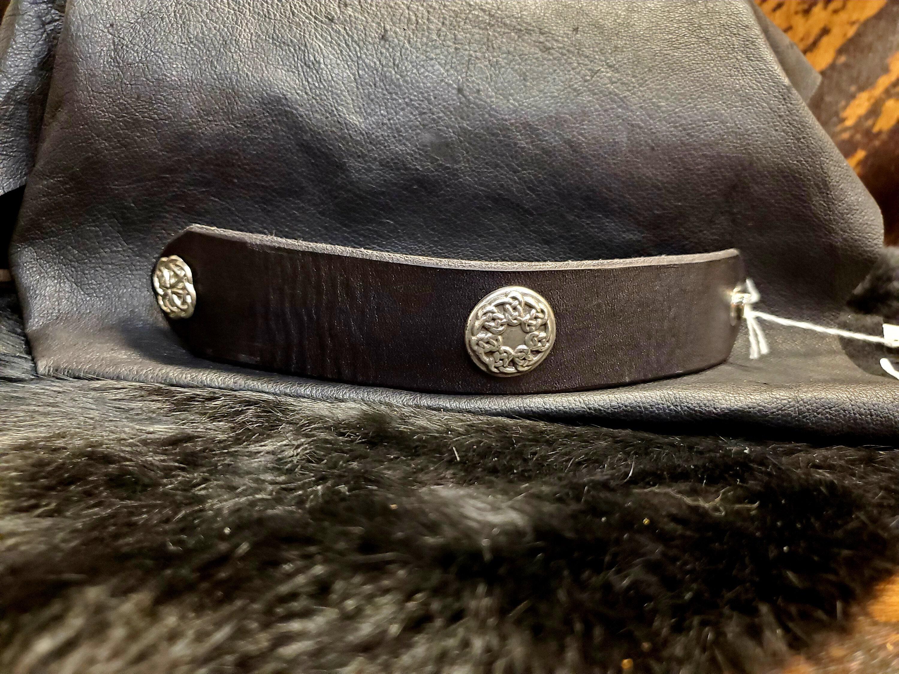 Products :: leather black celtic irish scottish viking concho cuff