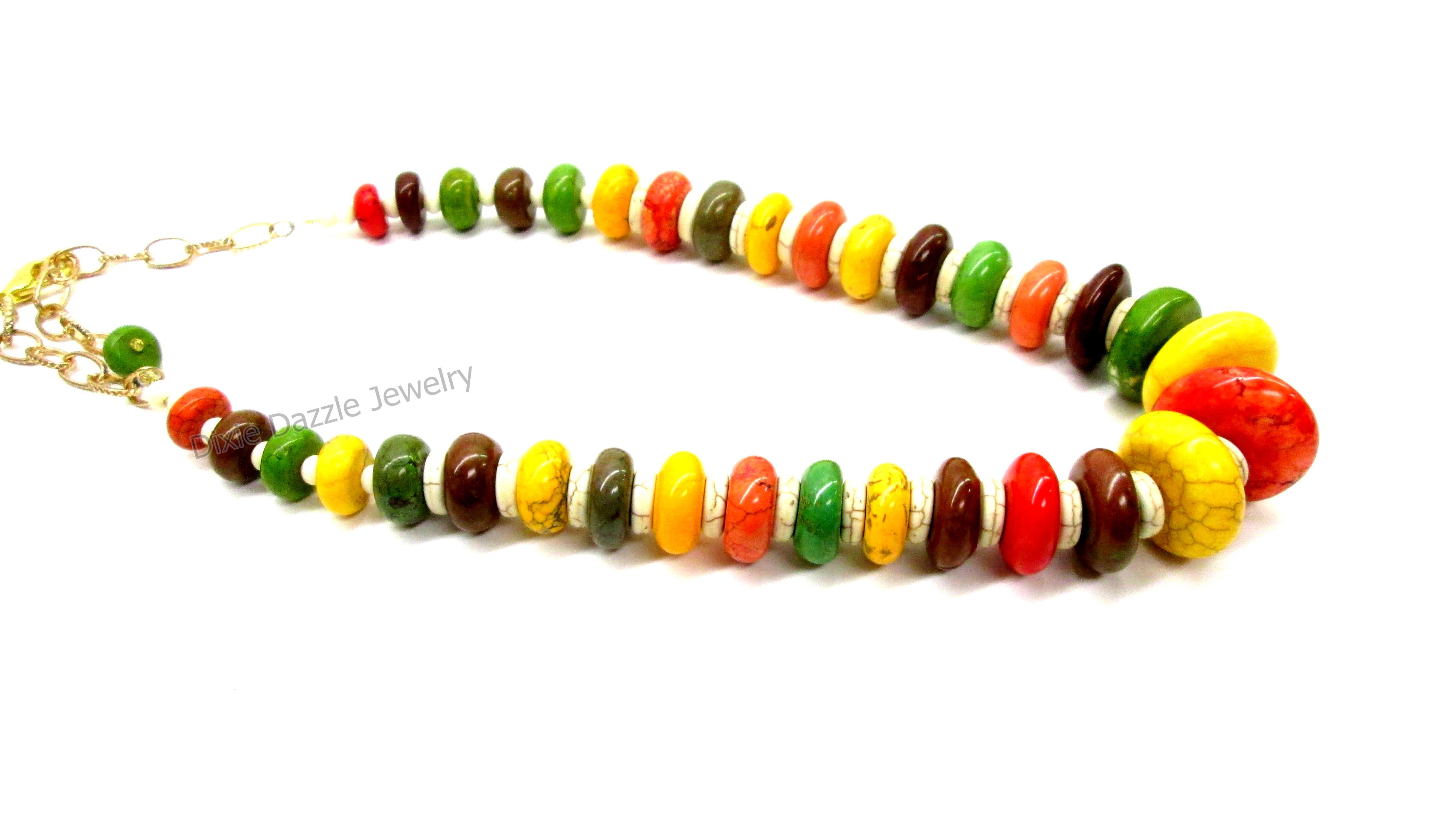Jewelry :: Bright and colorful Fall necklace, ethnic tribal style ...