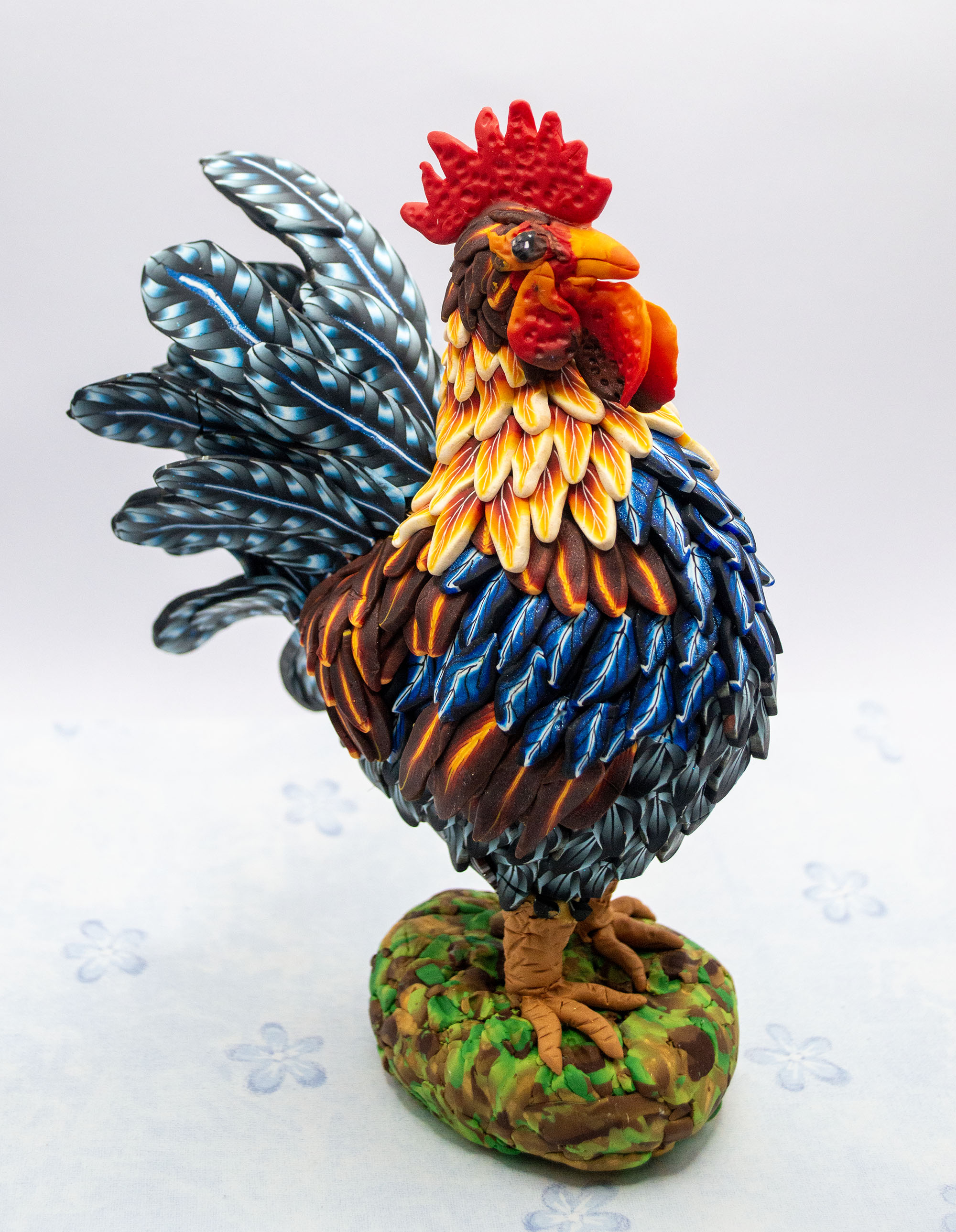 Art & Collectibles :: Sculpture :: Rooster Sculpture, Blue Rooster Clay ...