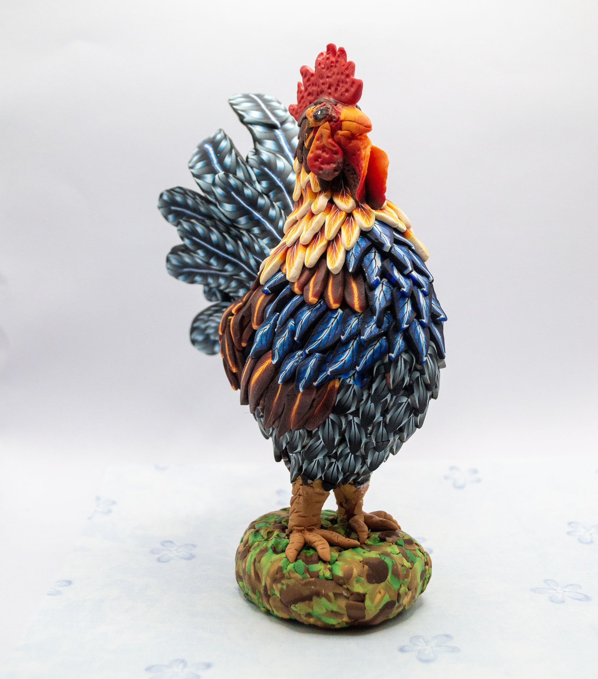 Art & Collectibles :: Sculpture :: Rooster Sculpture, Blue Rooster Clay ...