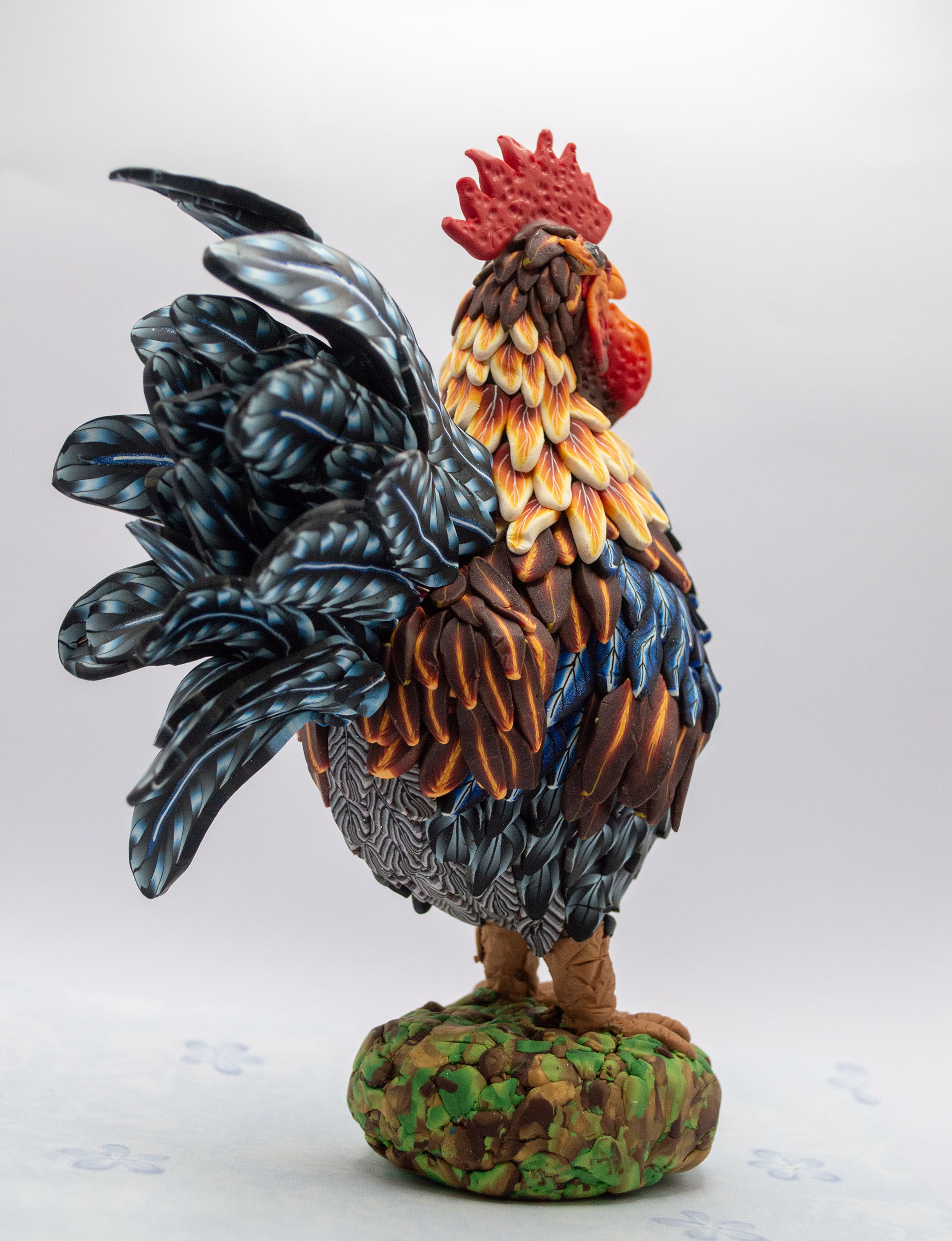 Art & Collectibles :: Sculpture :: Rooster Sculpture, Blue Rooster Clay ...