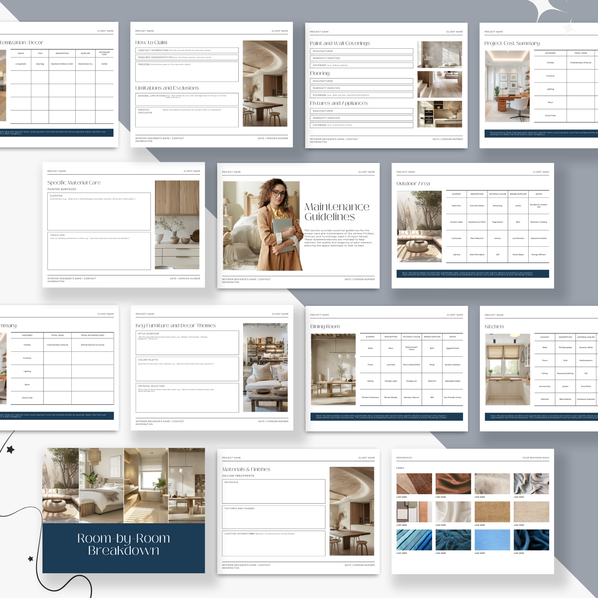 Home & Living :: Interior Design Finishes Schedule Canva Template