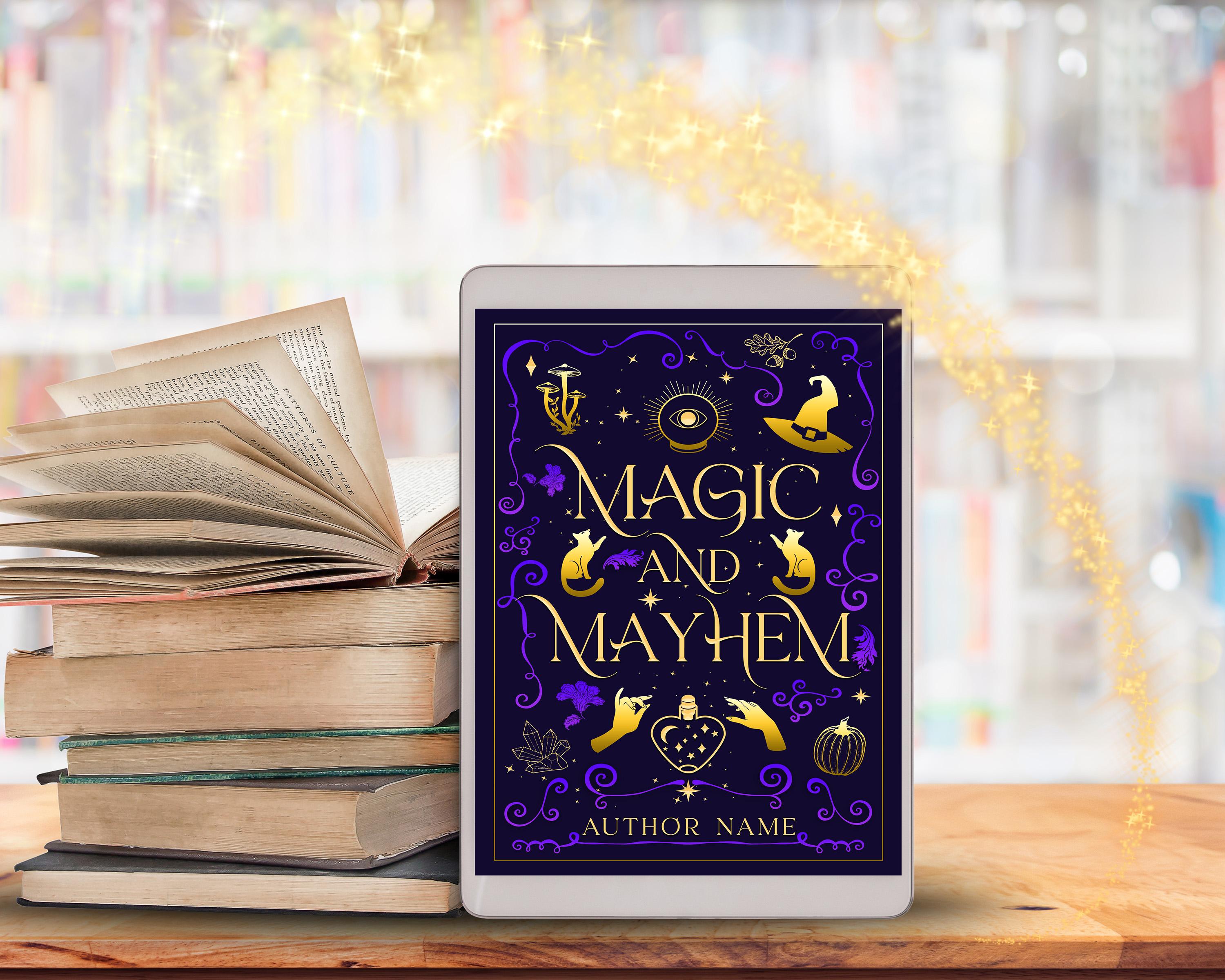 Fantasy Illustrated Premade Book Cover for Magical Cozy