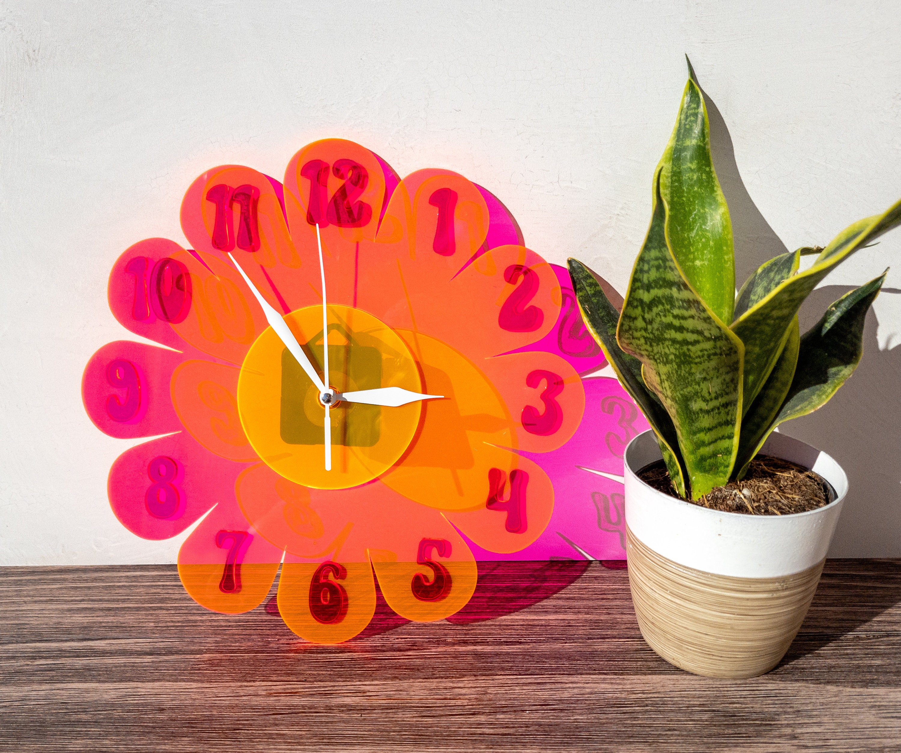Products Blacklight Uv Retro Vintage 1970s Inspired Daisy Wall Clock Funky Wall Clock