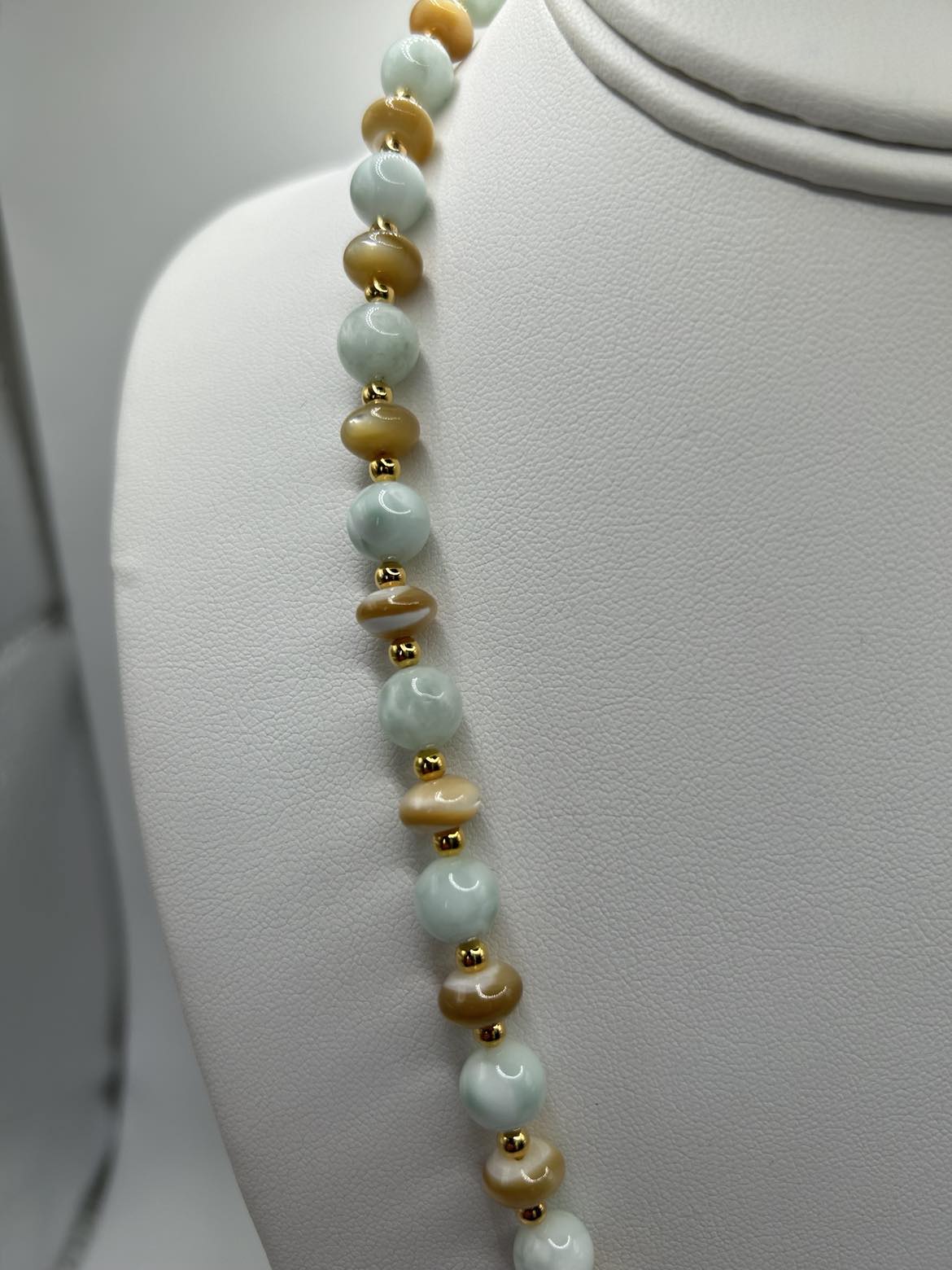 Jewelry :: Necklaces :: Green Pectolite and Brown Mother of Pearl ...