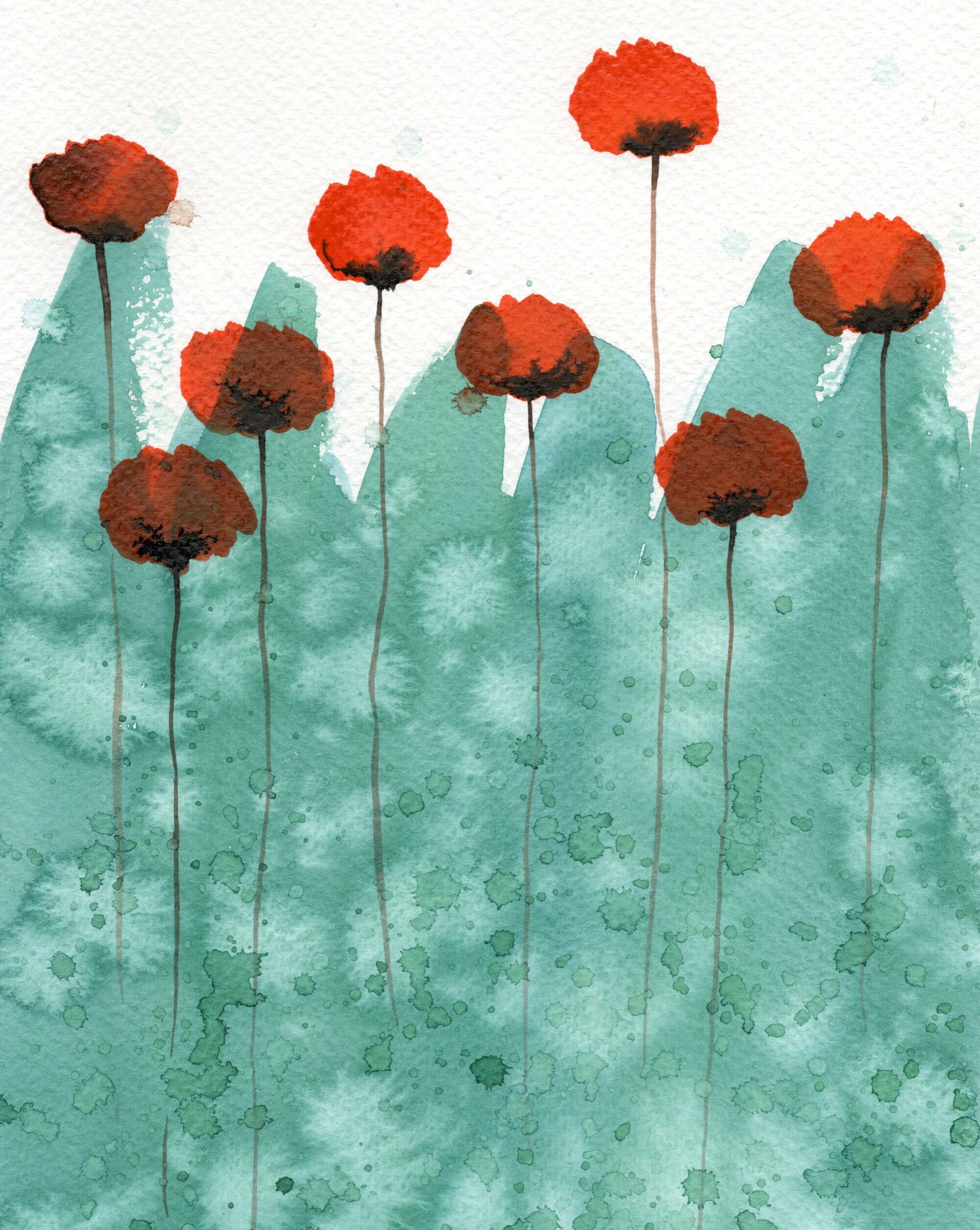 Art & Collectibles :: Art Prints :: Orange and Aqua PRINT of Watercolor ...