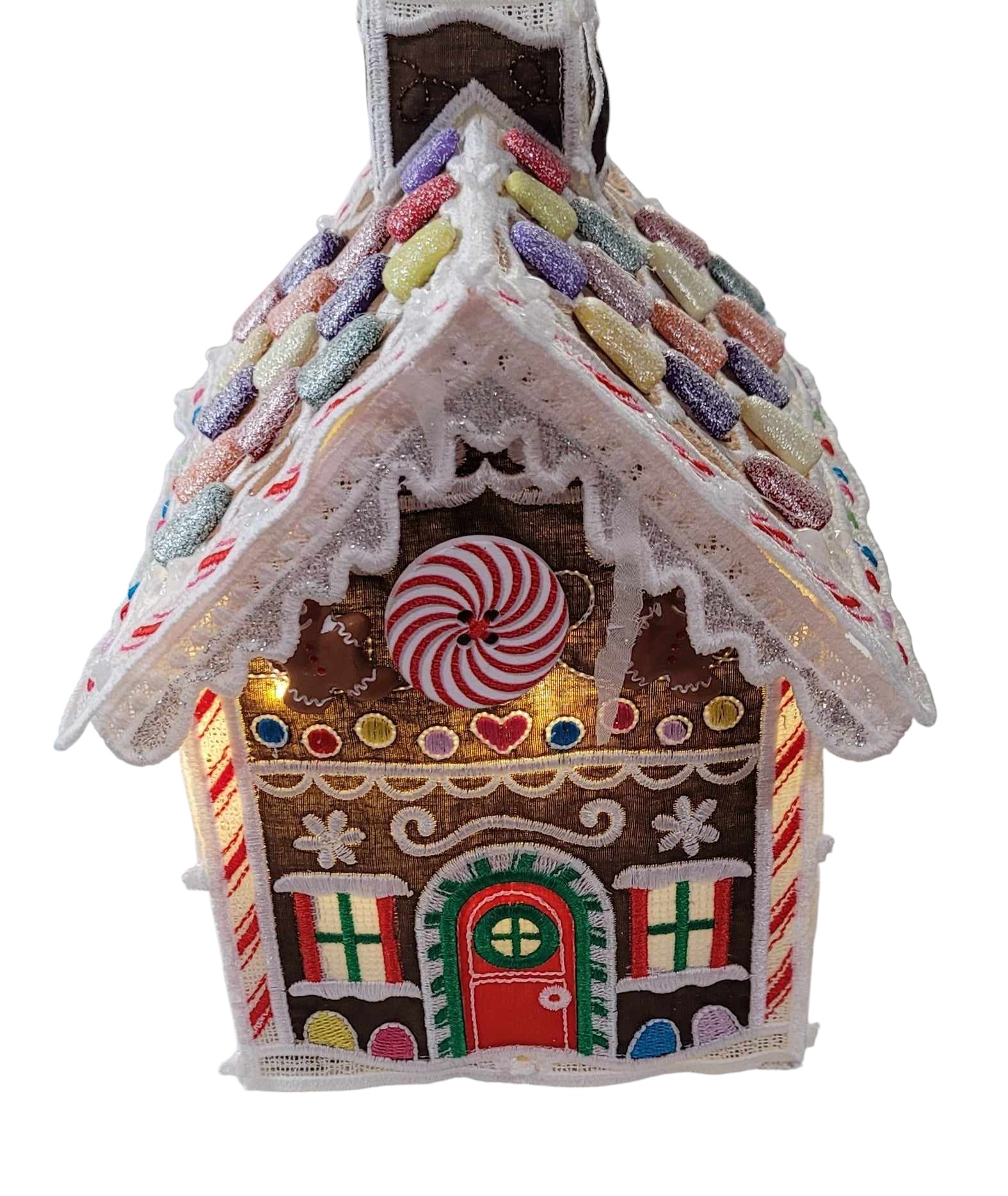 Embroidered Gingerbread House Display