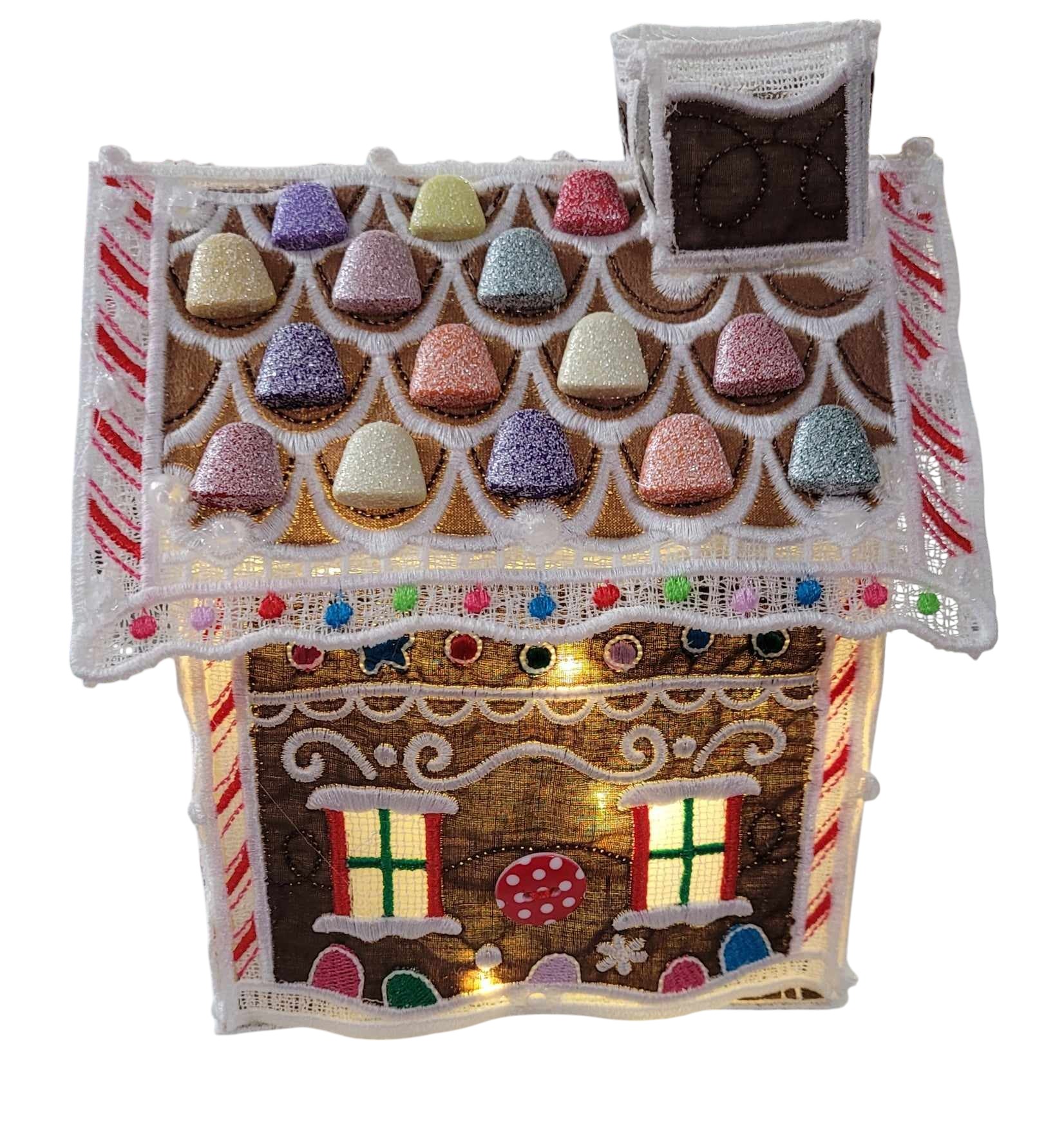 Embroidered Gingerbread House Display