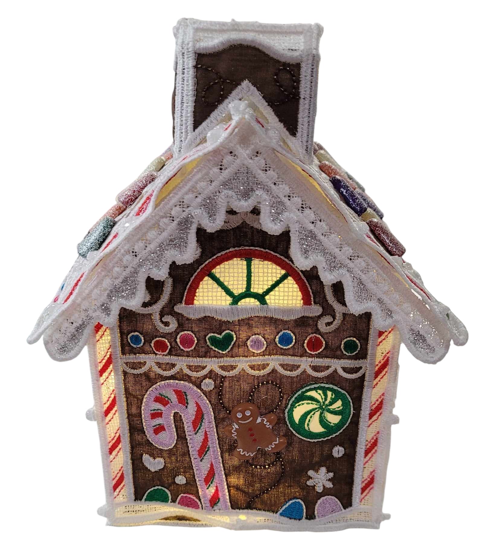 Embroidered Gingerbread House Display