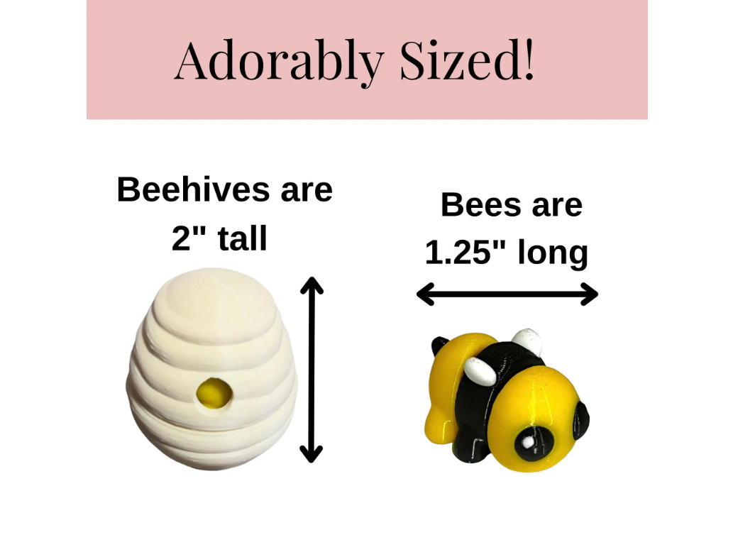 3D Printed Mini Bee & Beehive Set – Cute Fidget Toy & Gift