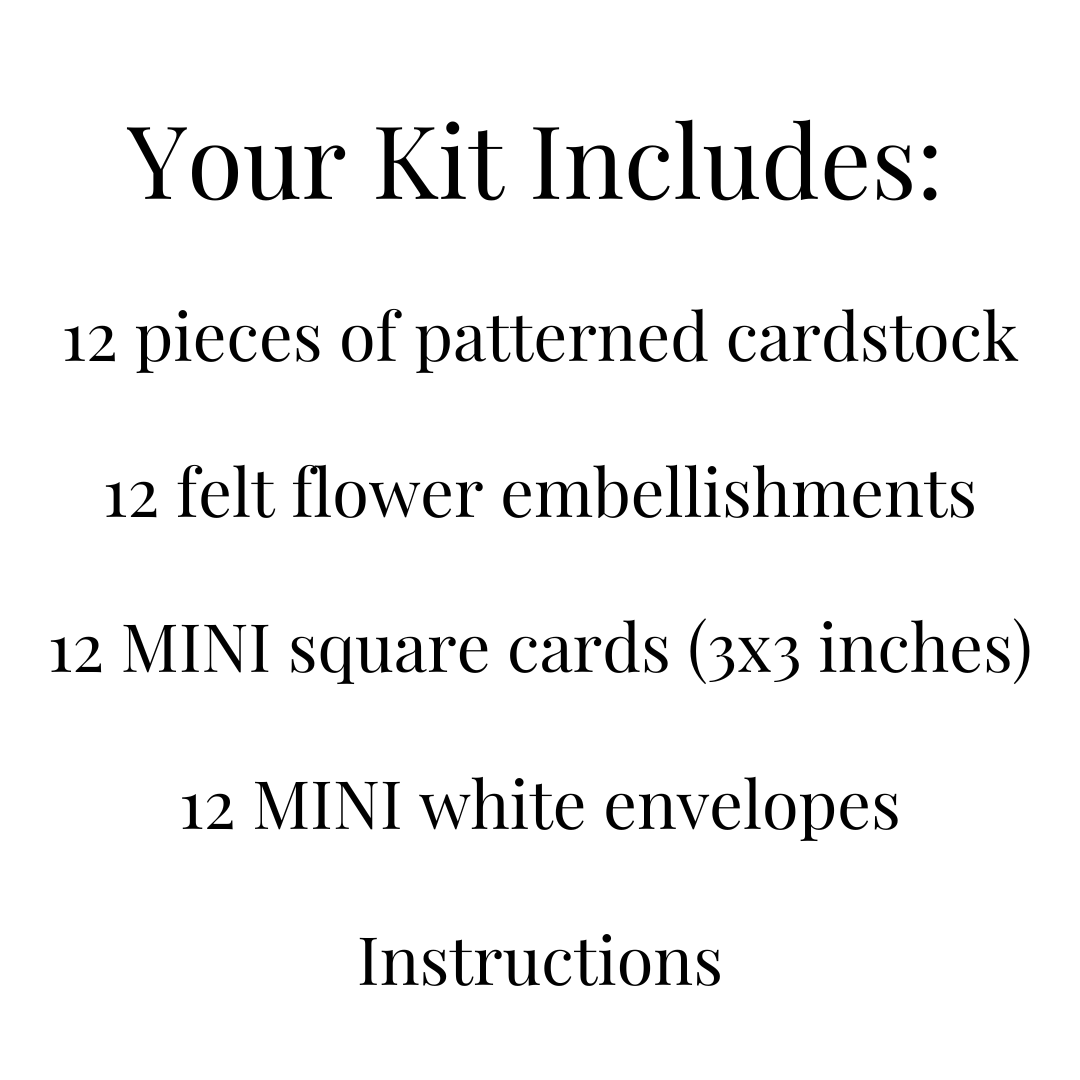 Mini Flower Card Kit to Make 12 Tiny Gift Enclosure Cards for Her