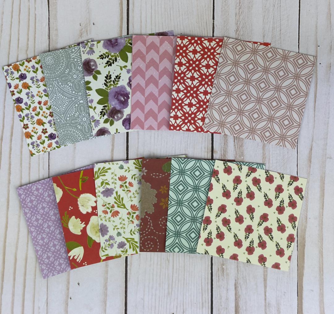 Mini Flower Card Kit to Make 12 Tiny Gift Enclosure Cards for Her