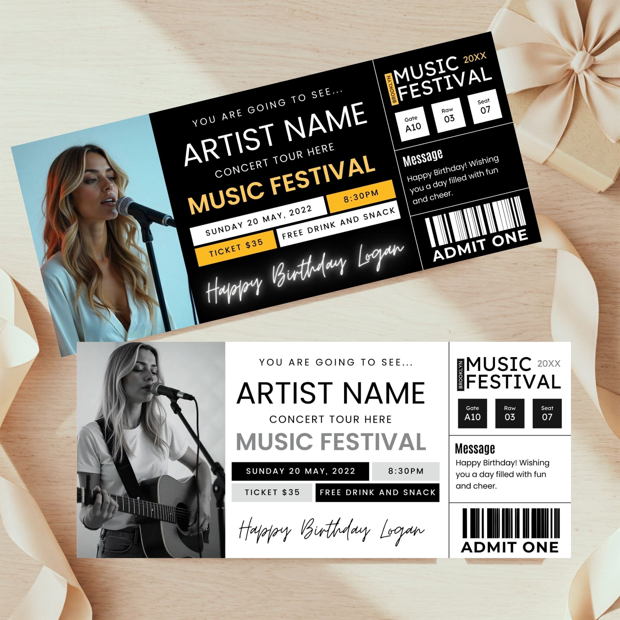 Customizable Concert Ticket Template | Event Ticket Stub