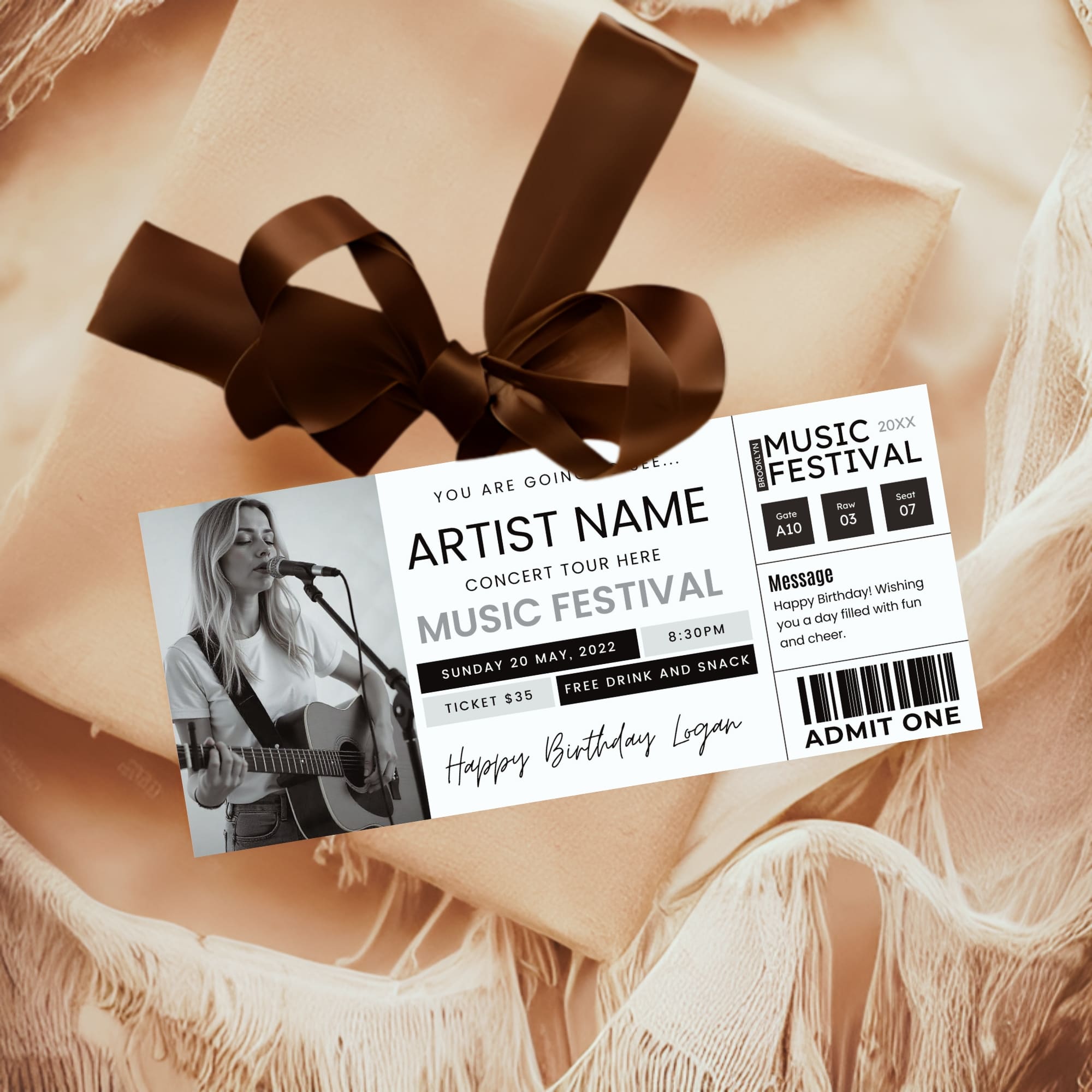 Customizable Concert Ticket Template | Event Ticket Stub