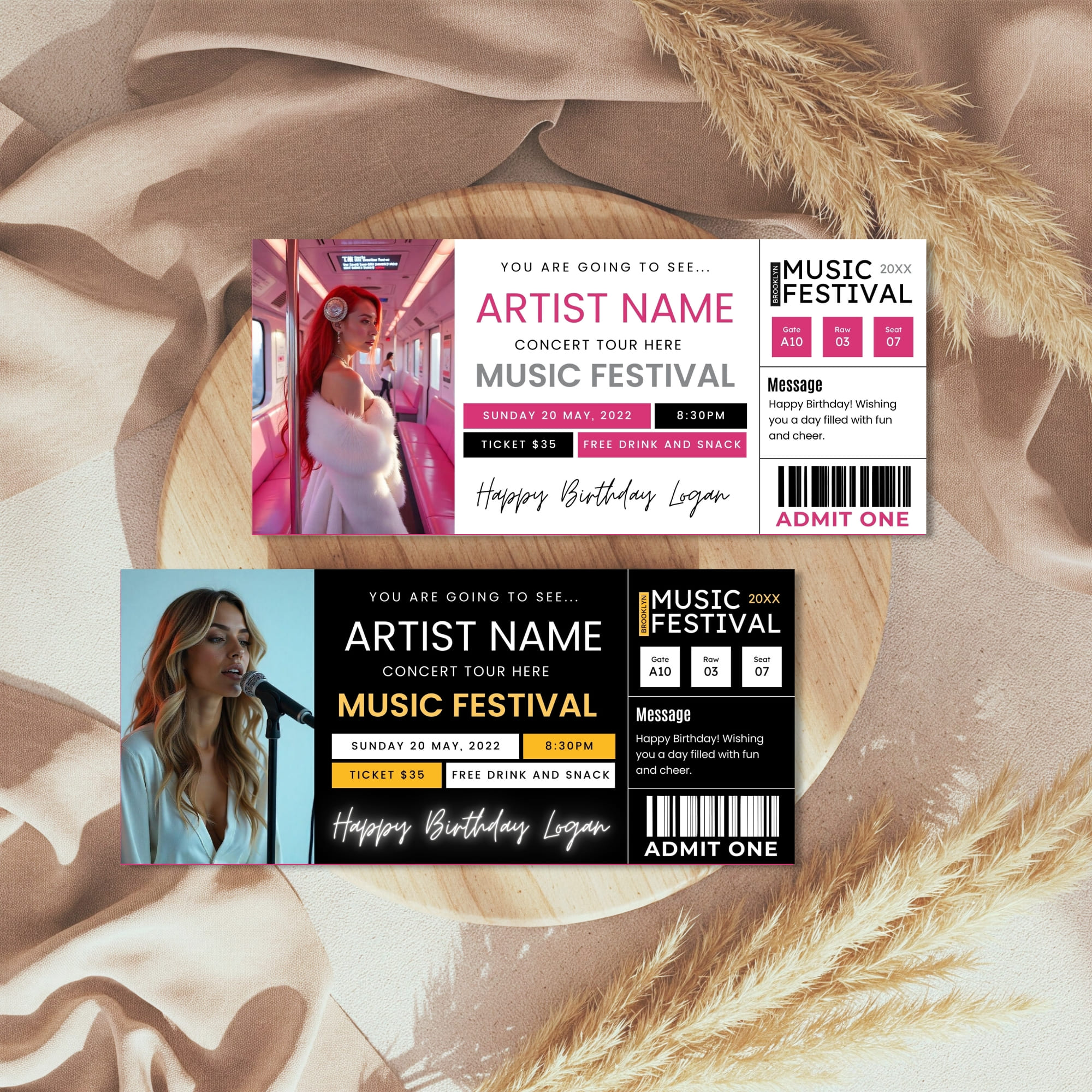 Customizable Concert Ticket Template | Event Ticket Stub