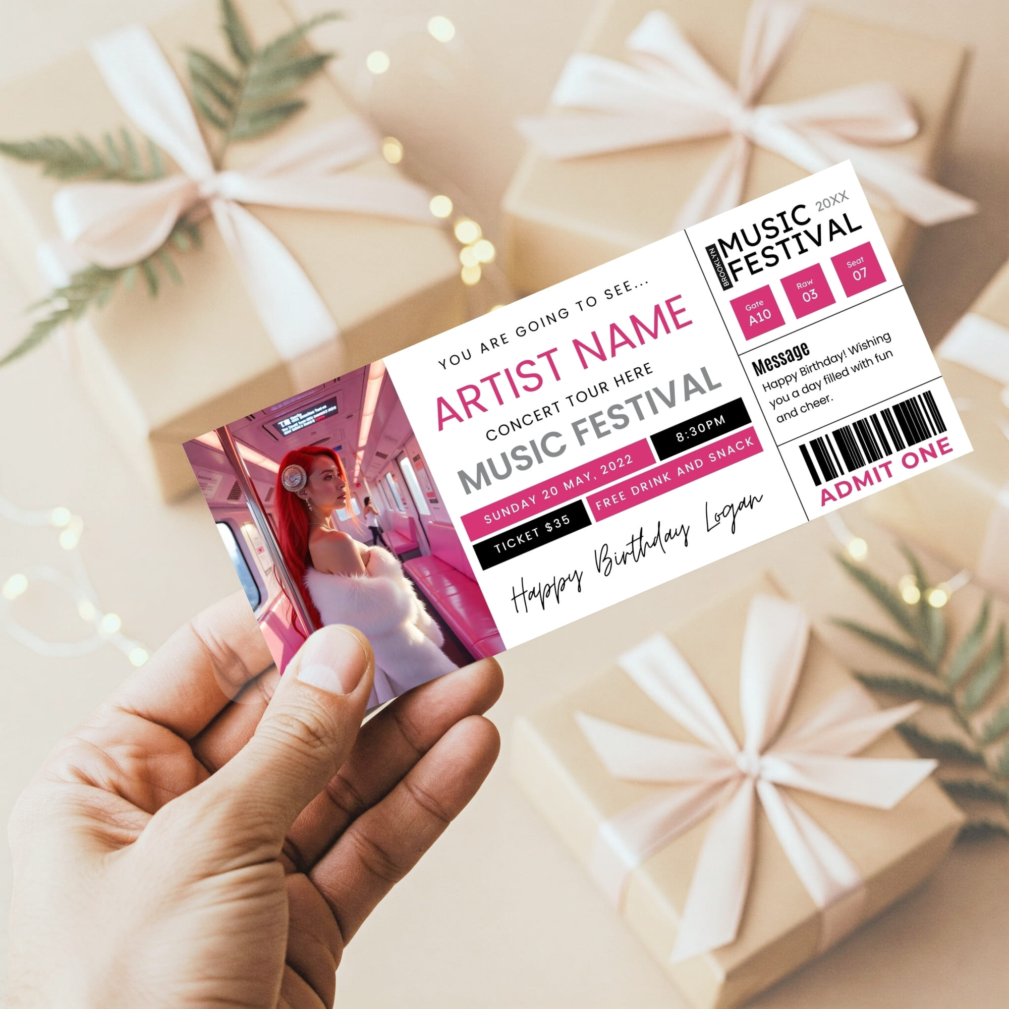 Customizable Concert Ticket Template | Event Ticket Stub