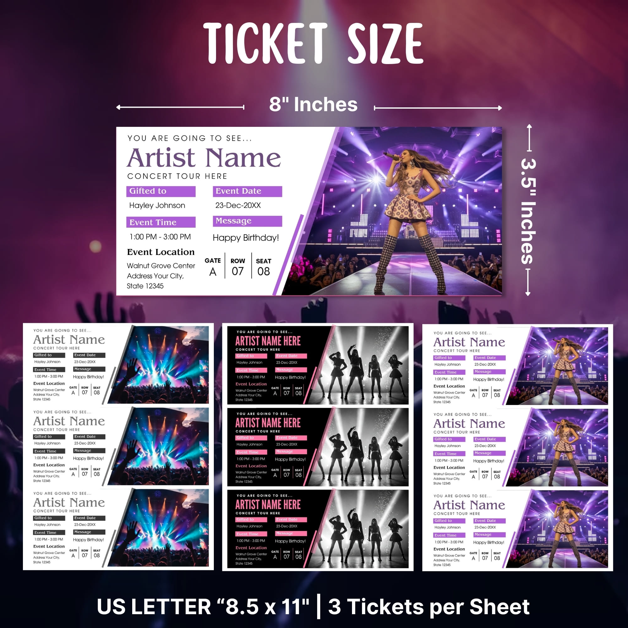 DIY Concert Ticket Template | Editable Printable Event Ticket