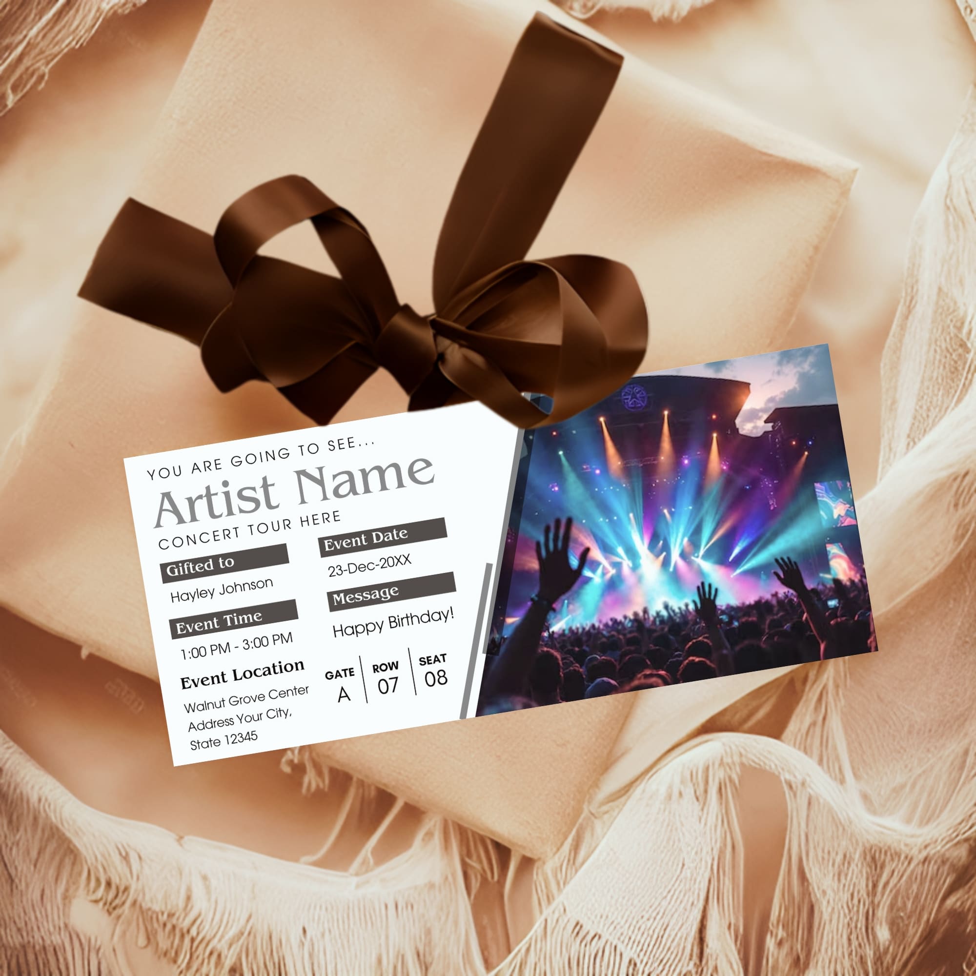 DIY Concert Ticket Template | Editable Printable Event Ticket
