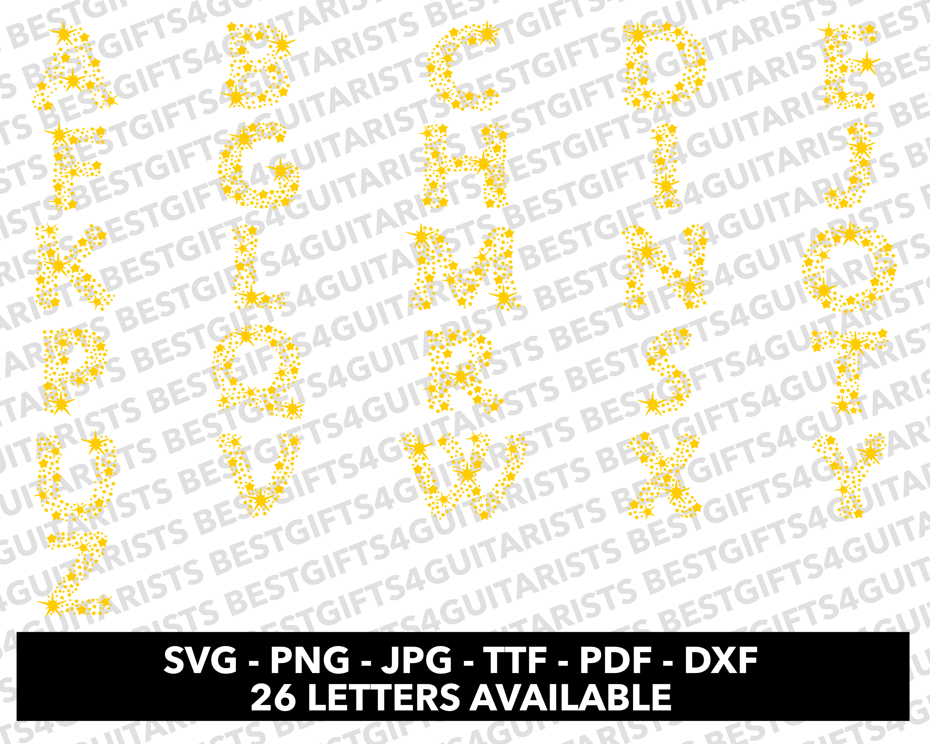 Sparkle Letters and Numbers SVG, PNG, JPG, TTF, DXF, and PDF