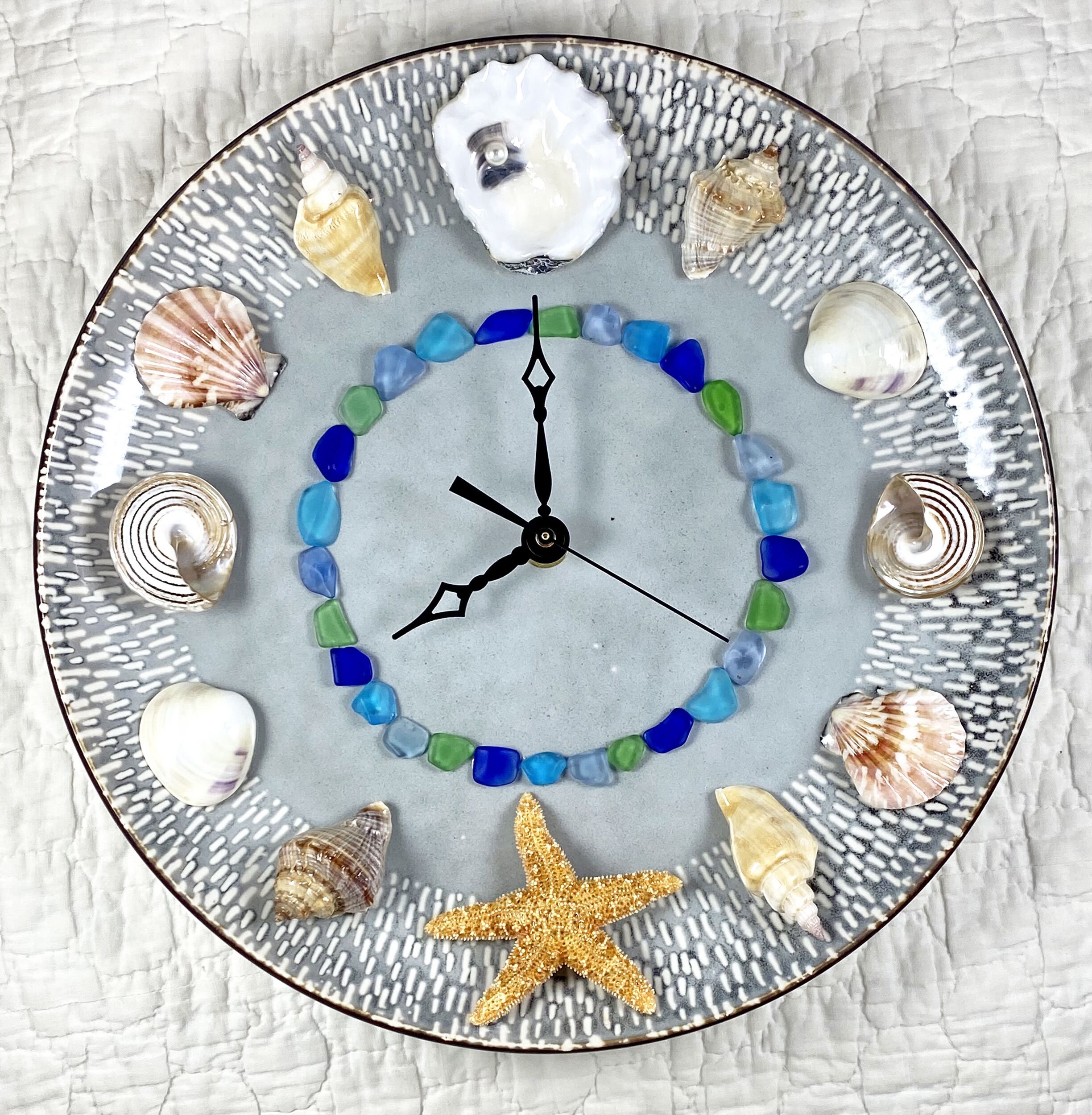 Coastal Wall Clock with Seashells