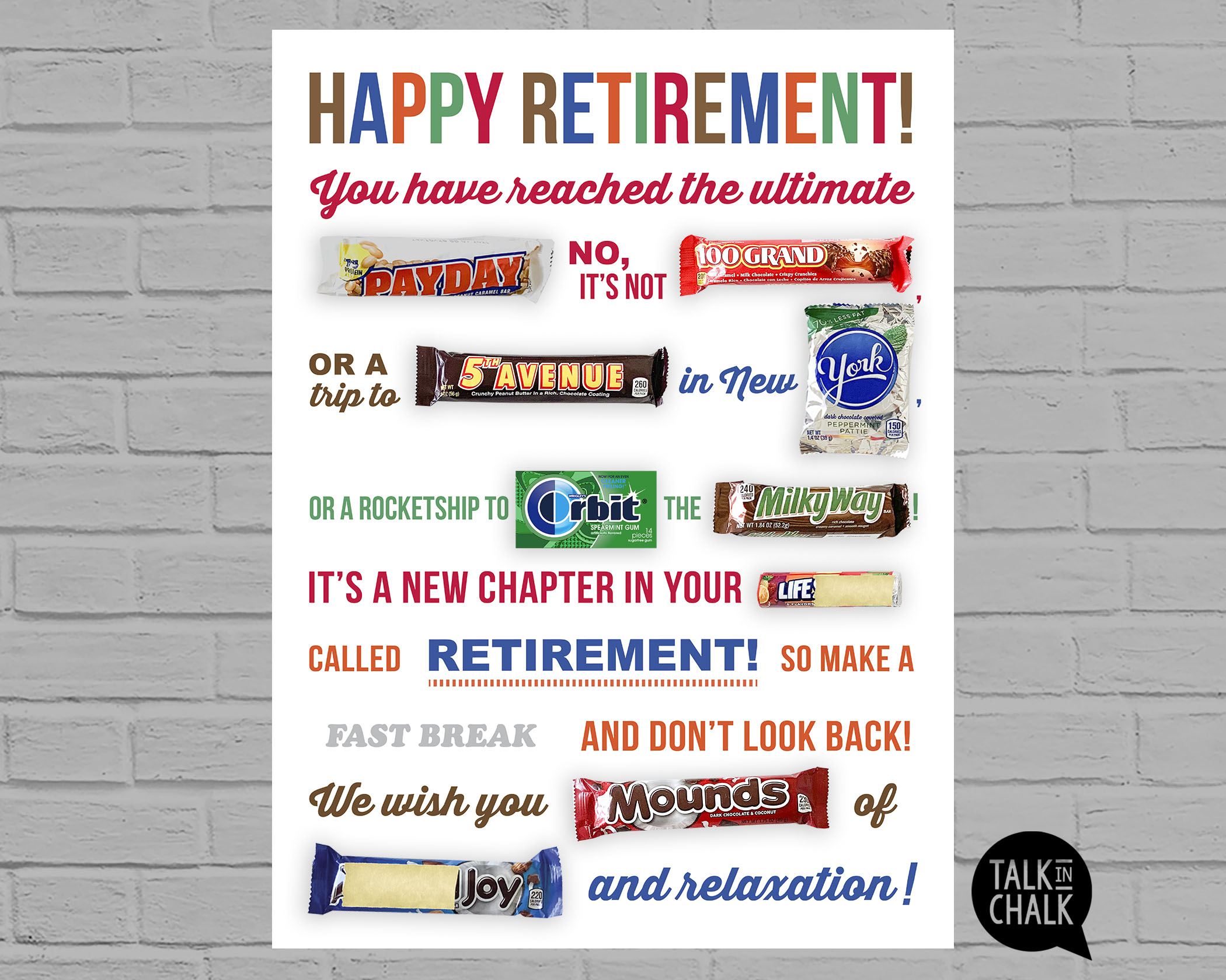 Funny Retirement Candy Gram Poster – Printable Gift