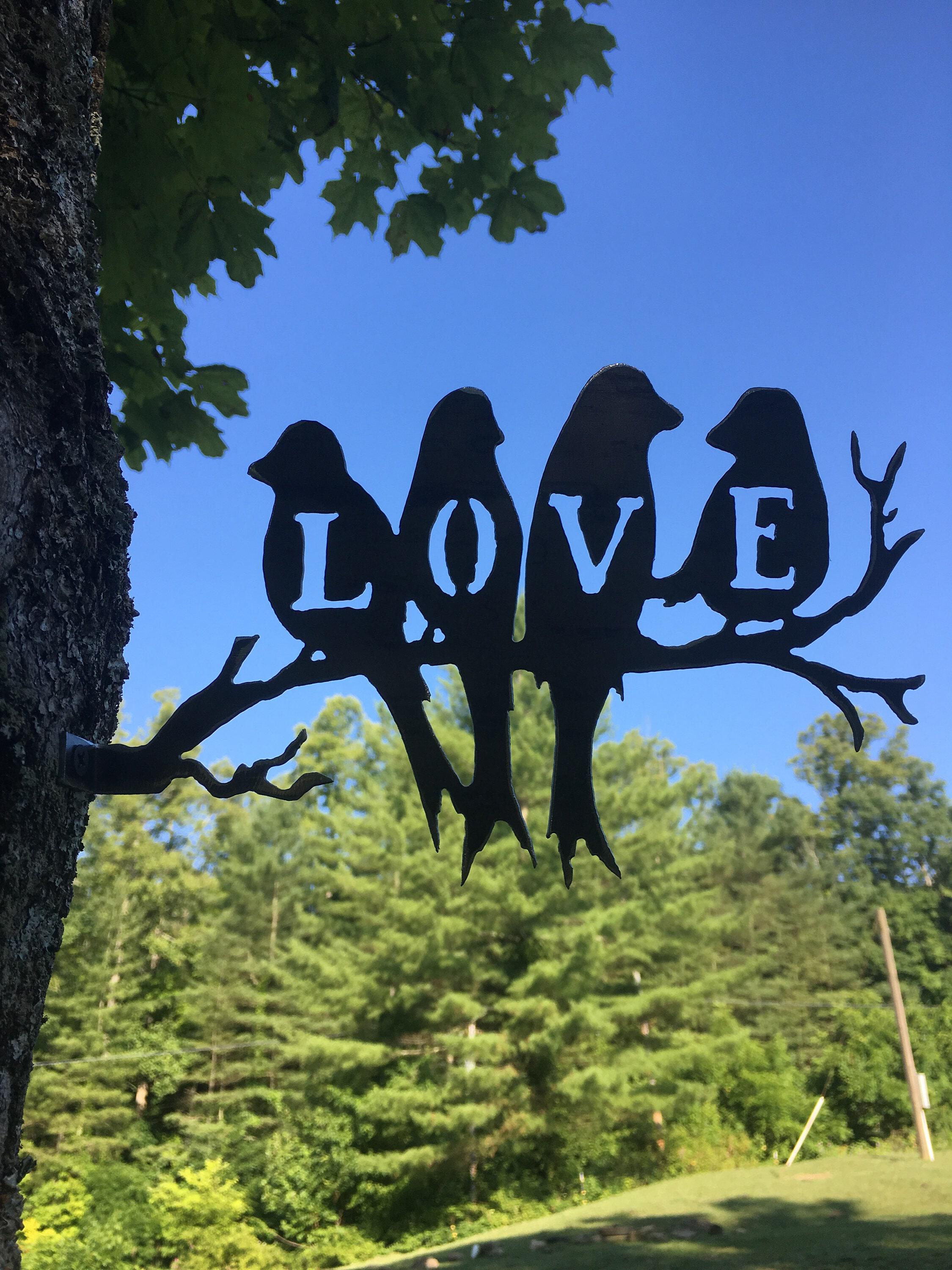 Home And Living Wall Decor Wall Art Love Birds Metal Yard Art Metal Bird Wall Art