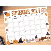 School Themed September 2024 Printable Calendar