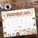 Printable Retro Theme December Calendar